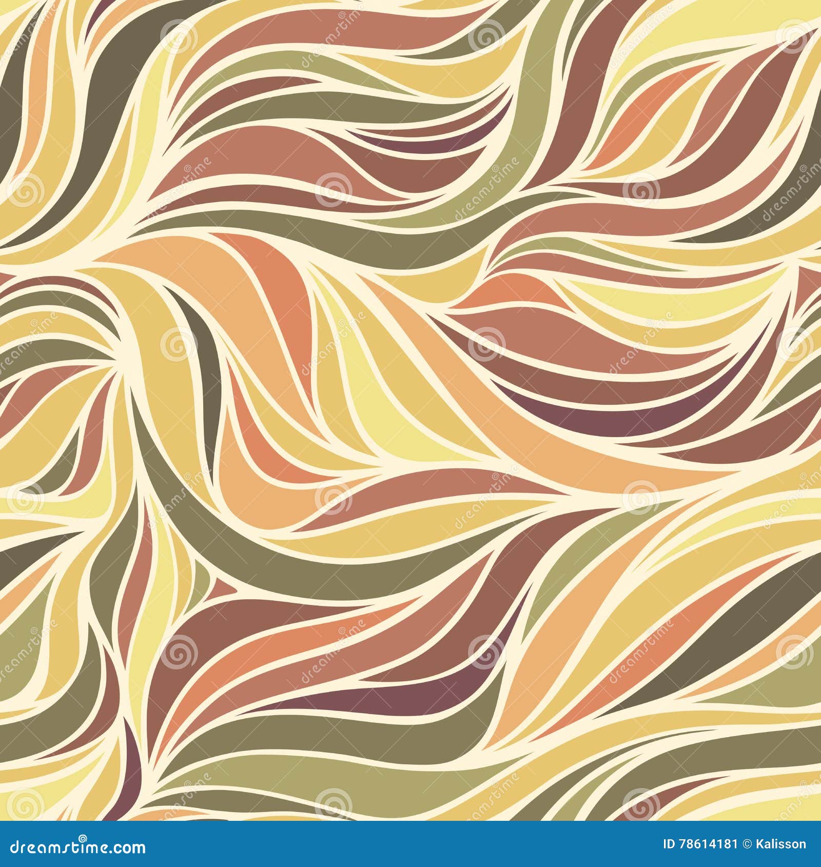 Vector Color Hand-drawing Wave Autumn Background. Stock Vector ...