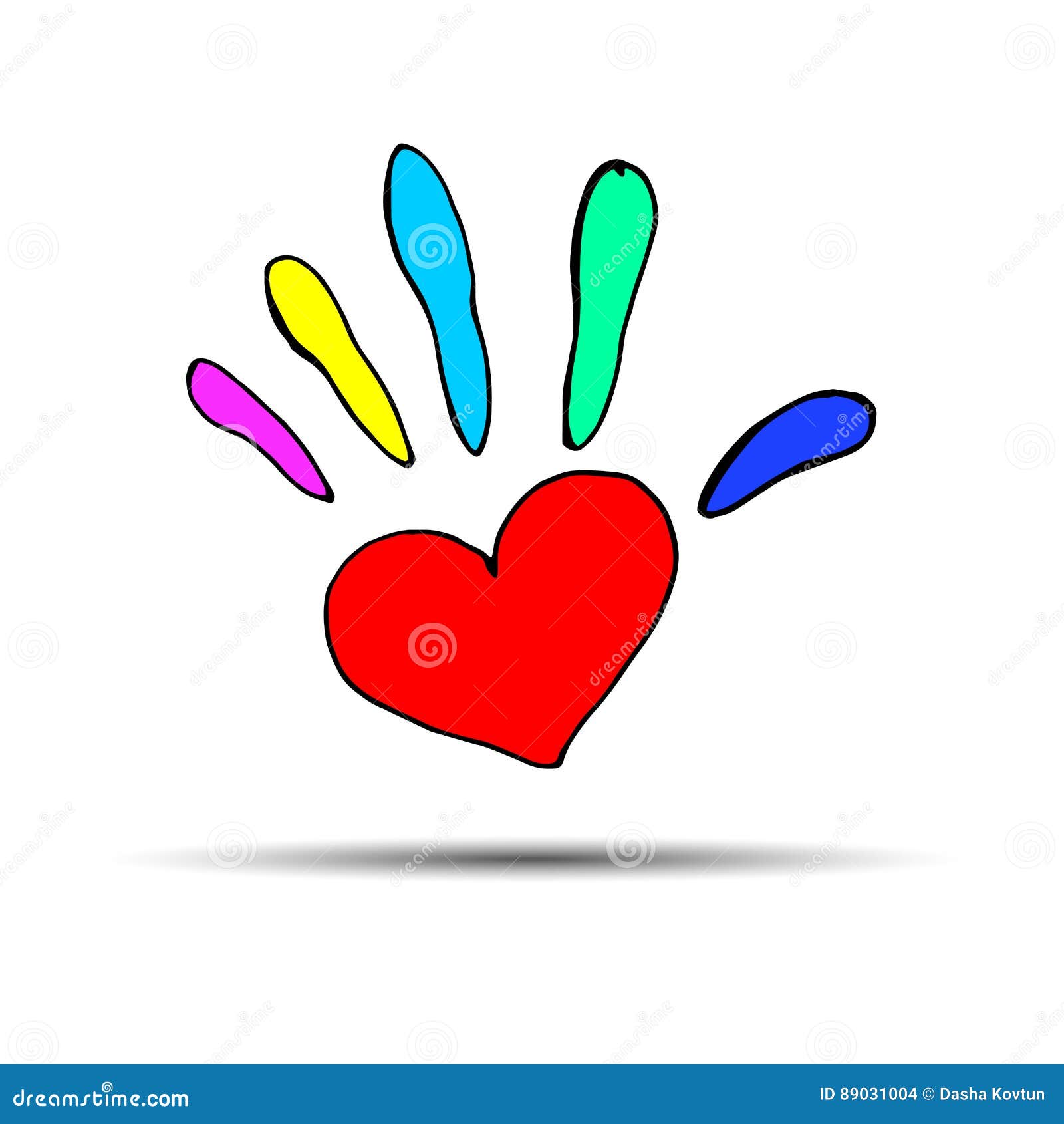 Vector Color Hand Handprint Human Print Symbol Stock Vector ...