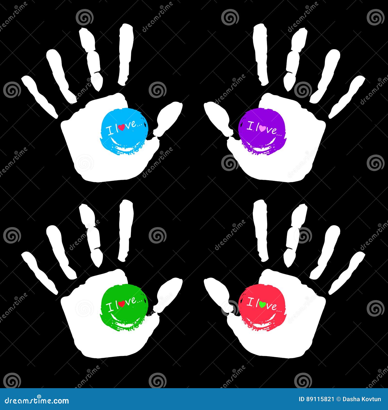 Vector Color Hand Handprint Human Print Symbol Stock Vector ...