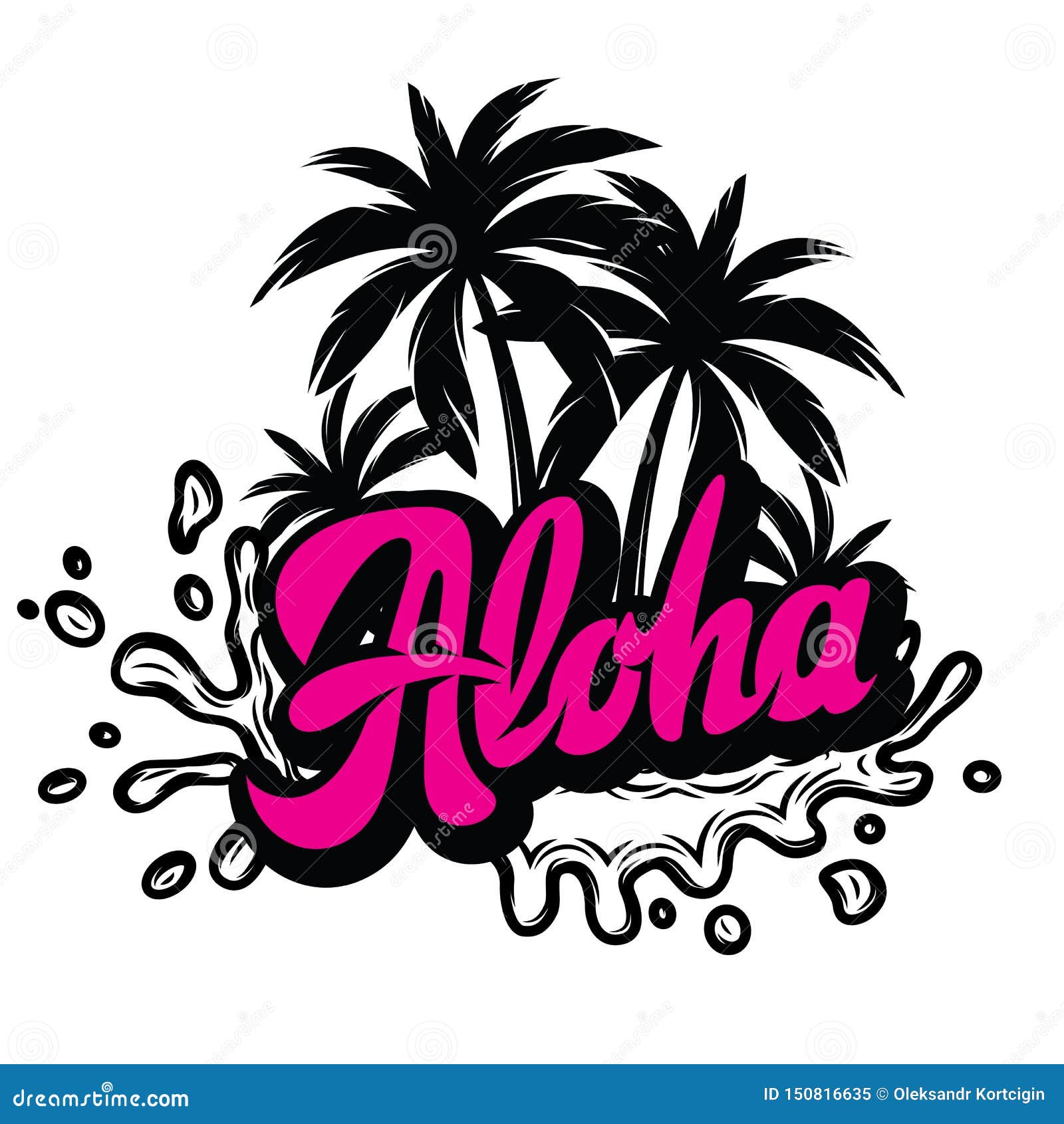 Vector Color Illustration on Aloha with a Palm Stock Vector ...