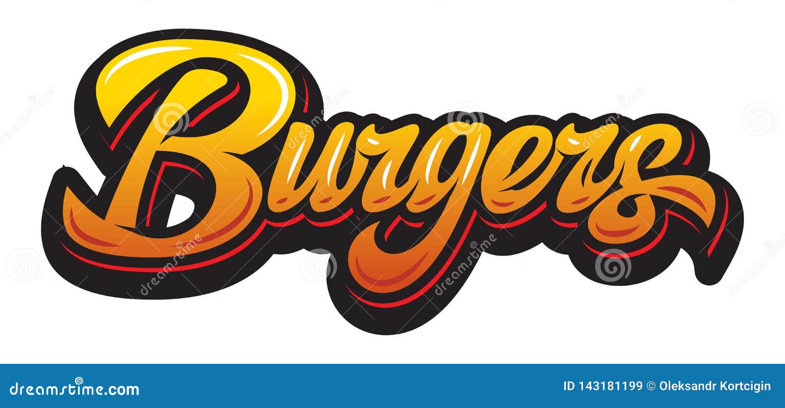 Vector Color Illustration with Calligraphic Burger Lettering Stock ...