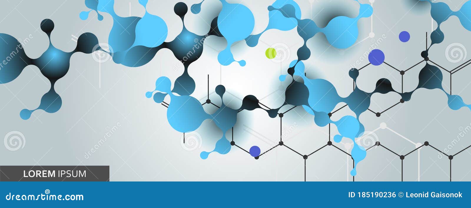 Vector Color Illustration Connection Molecules and Hexagon Pattern ...