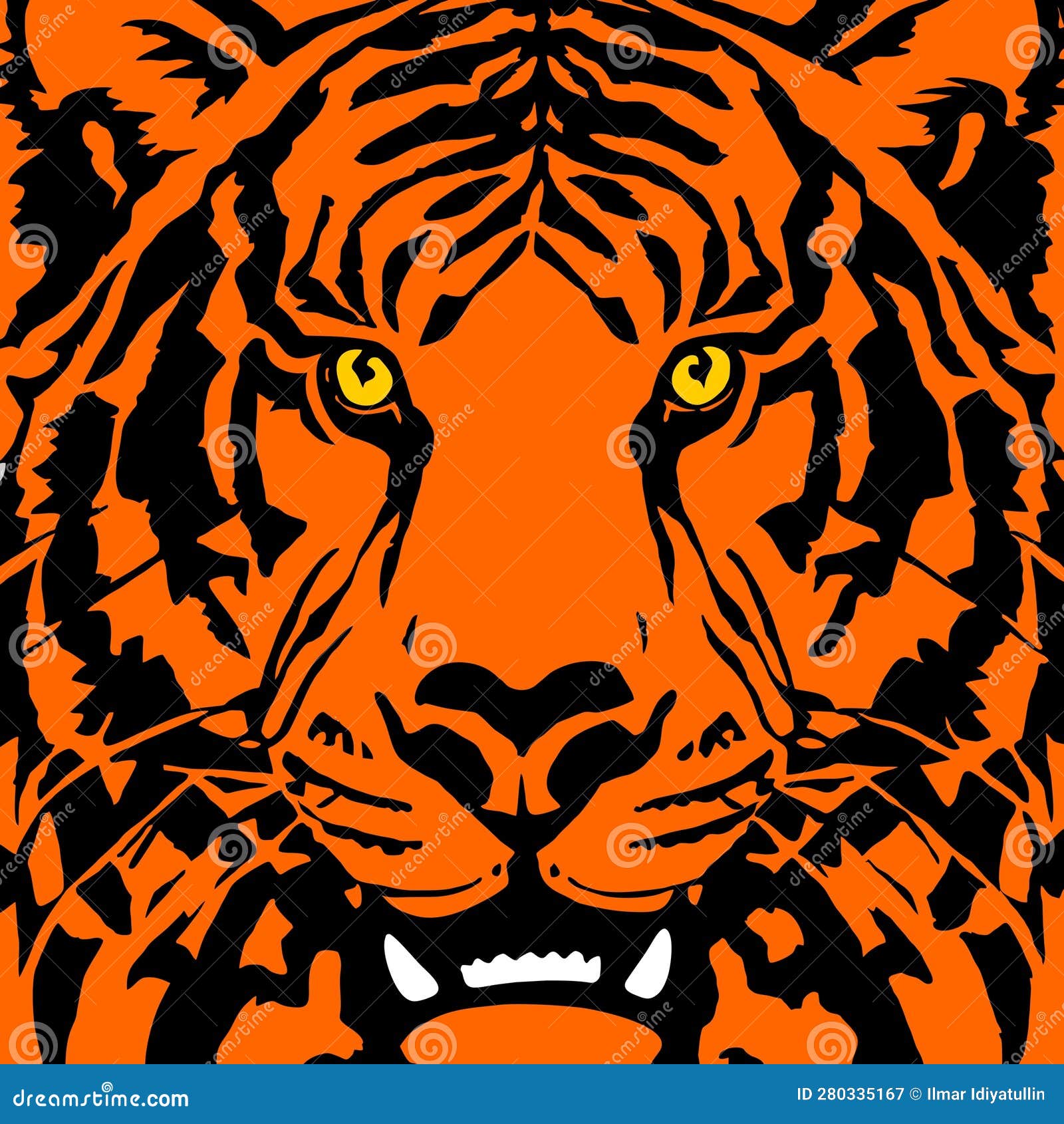 Cat Or Tiger Orange Color. Emotional Cool Tiger. Symbol Of 2022 Year ...