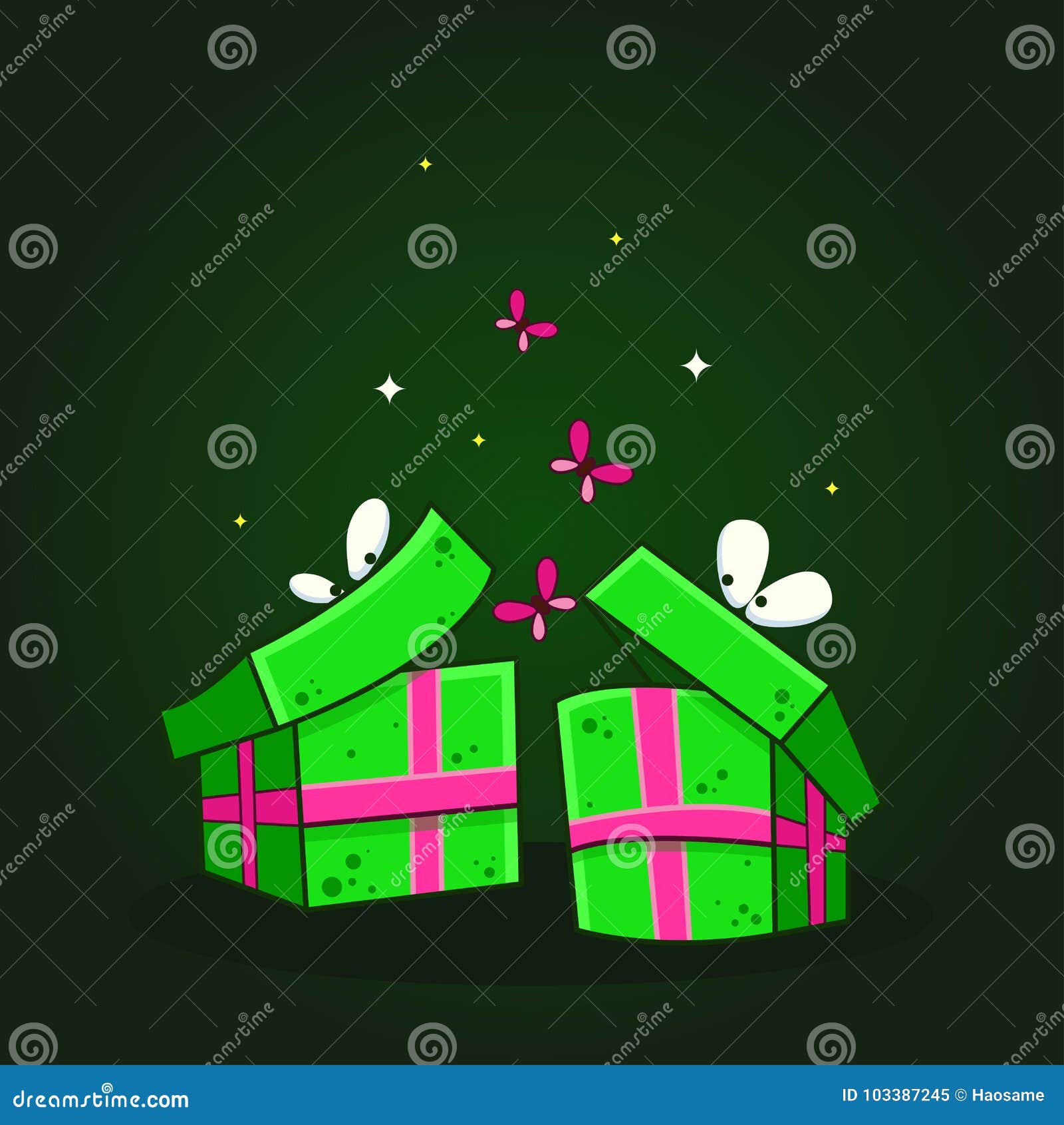 Vector Color Illustration of Two Talking Cartoon Gift Boxes with Face ...