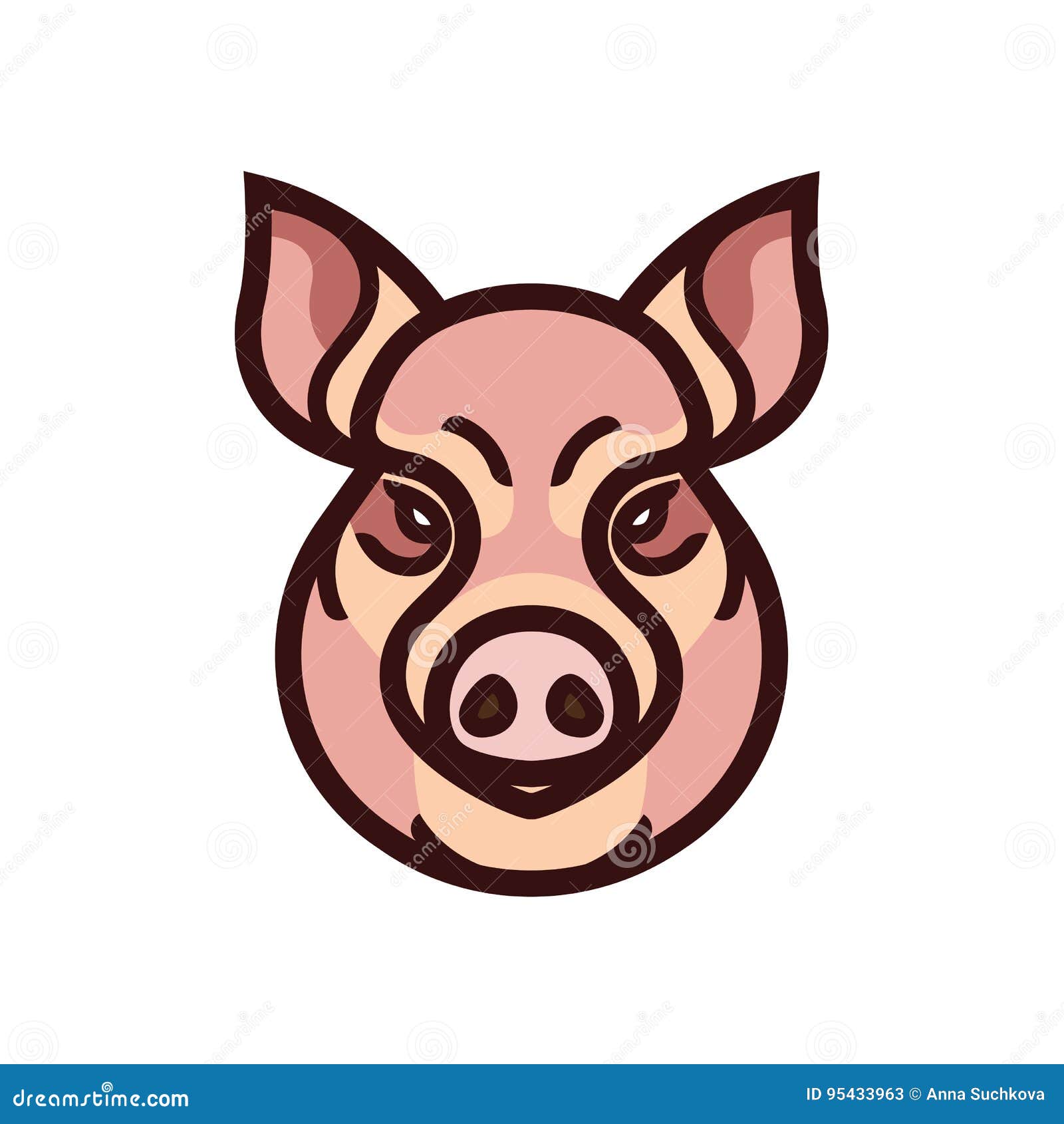 Vector Color Image of Swine or Pig Head Stock Vector - Illustration of ...