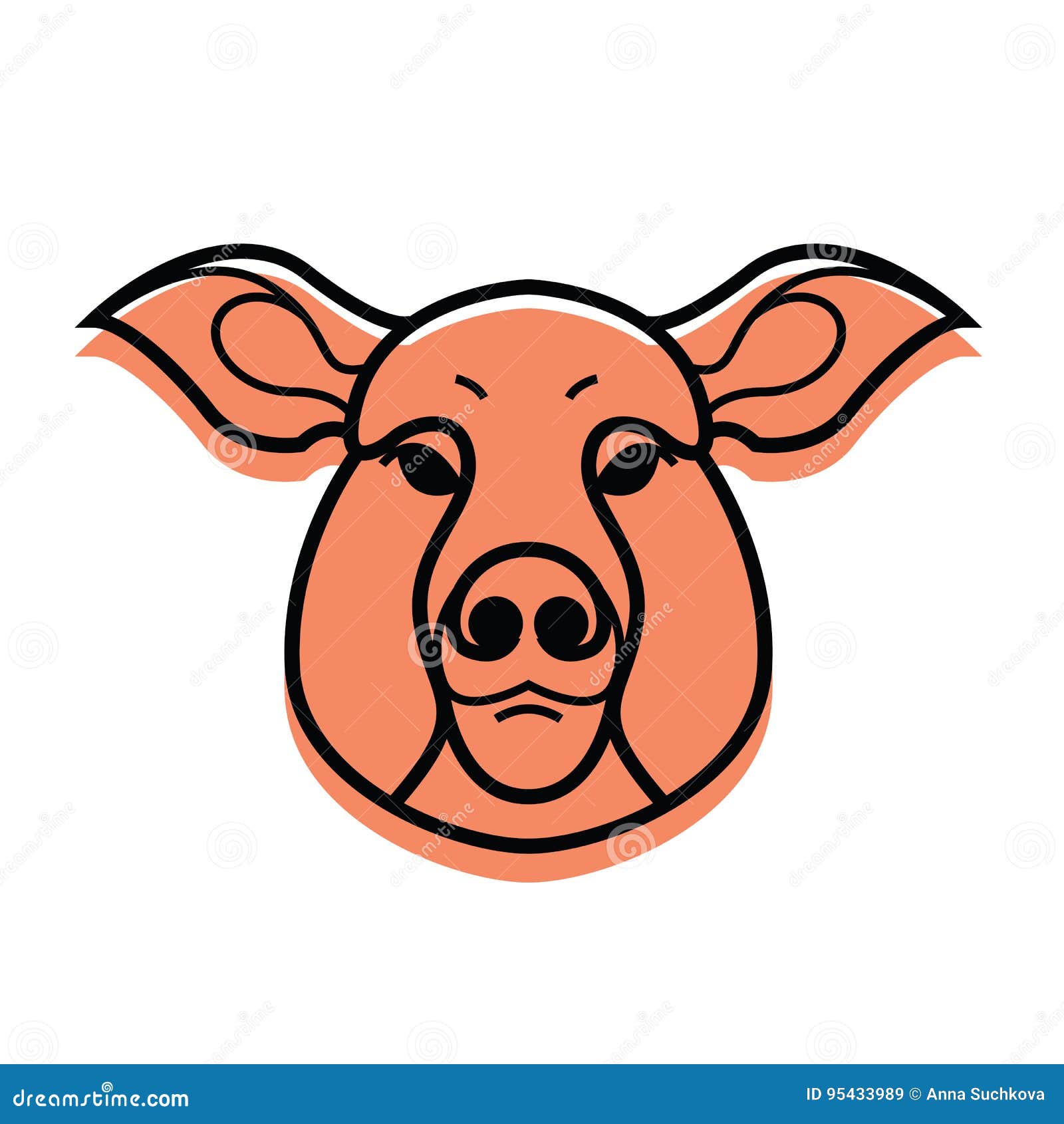 Vector Color Image of Swine or Pig Head Stock Vector - Illustration of ...
