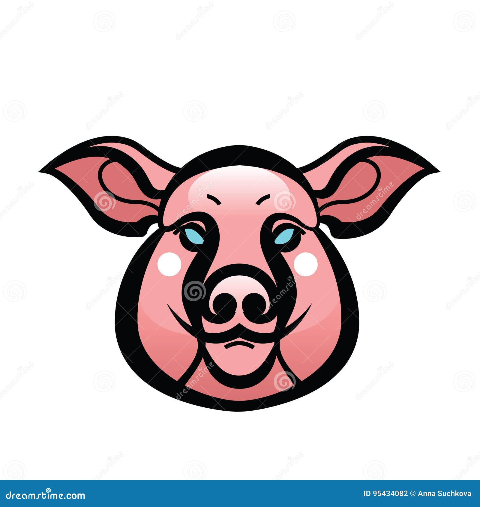 Vector Color Image of Swine or Pig Head Stock Vector - Illustration of ...