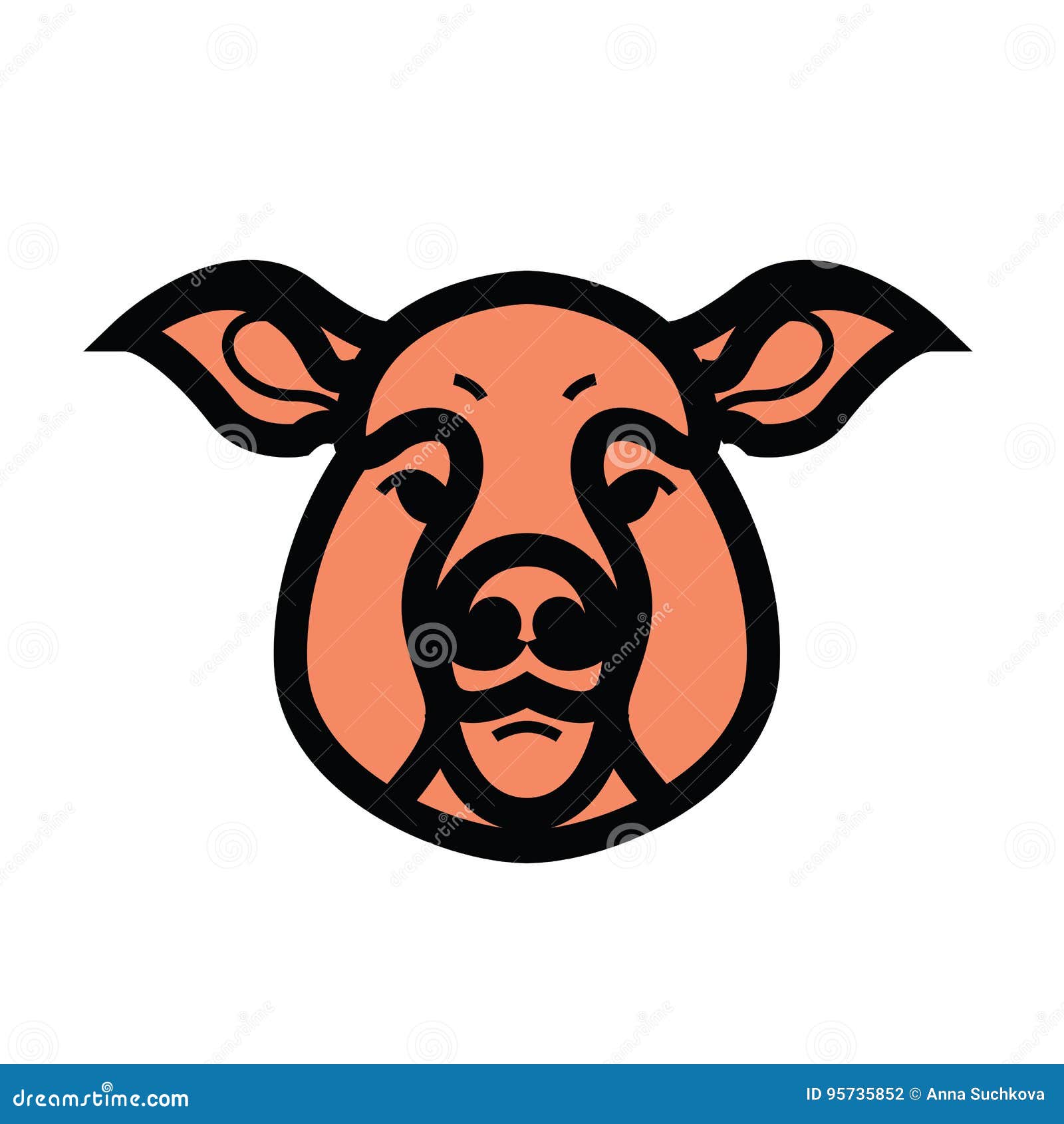 Vector Color Image of Swine or Pig Head Stock Vector - Illustration of ...