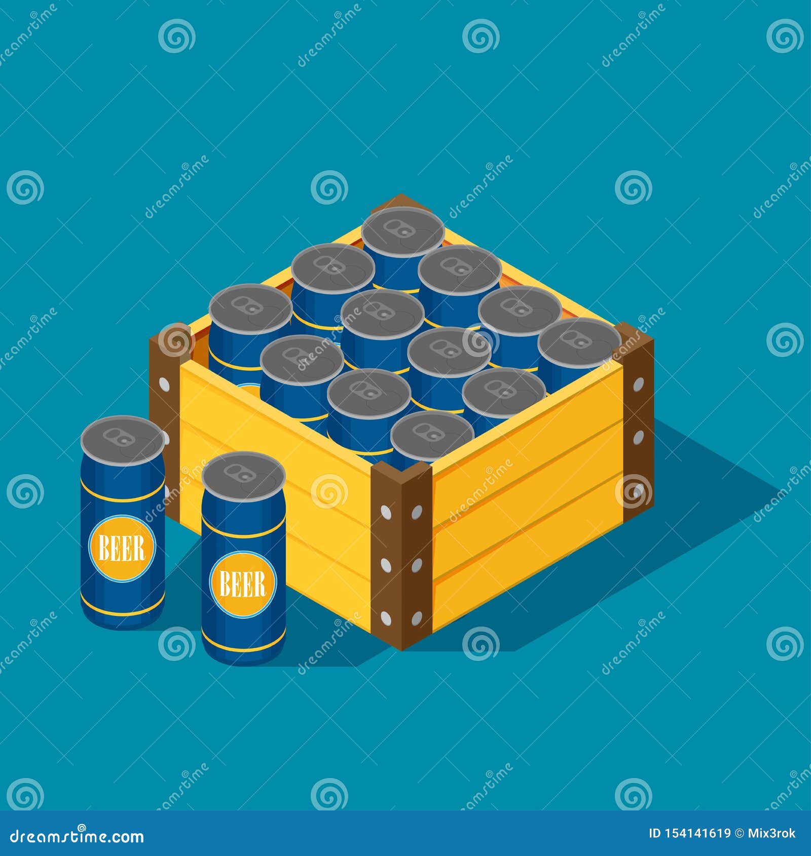 Vector Color Isometric Icon with Case of Beer Stock Illustration ...