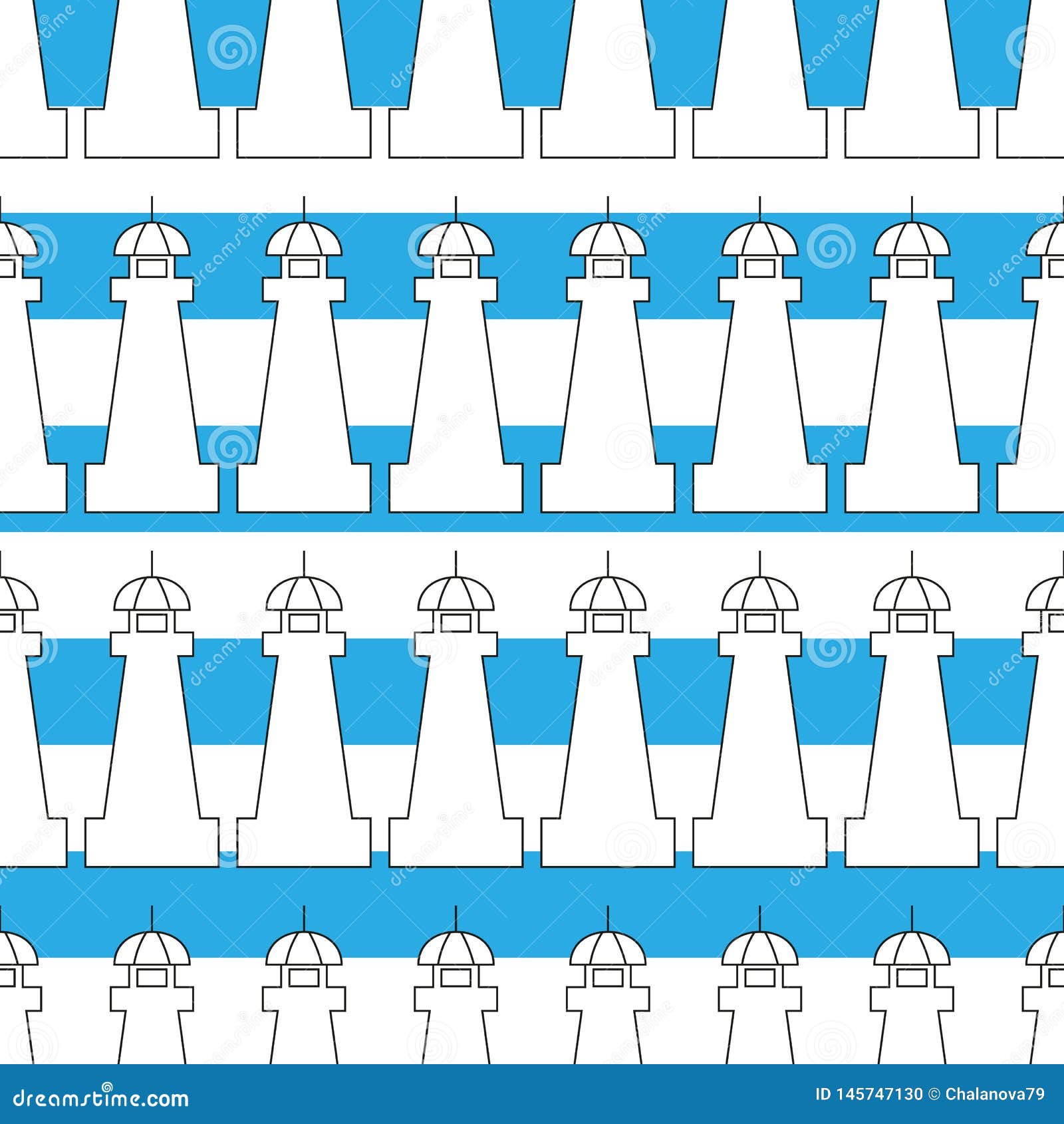 Vector Color Lighthouse Seamless Background Pattern. Eps10 Stock Illustration - Illustration of ...