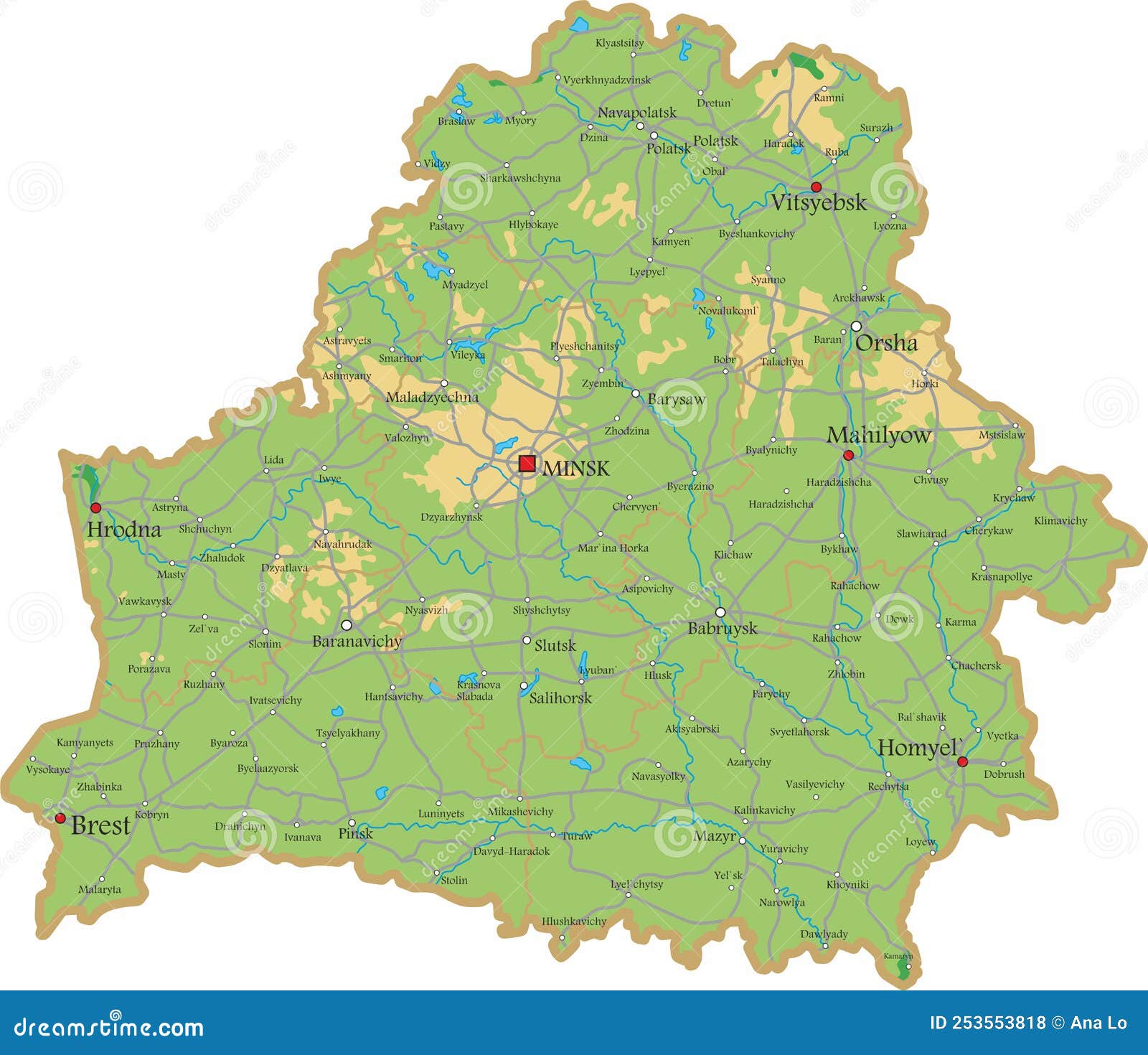 Vector Color Map of the Republic of Belarus. Stock Vector ...