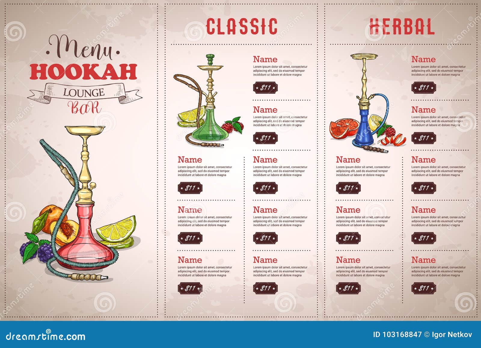 Hookah Menu Template. Vector Illustration | CartoonDealer.com #51687088