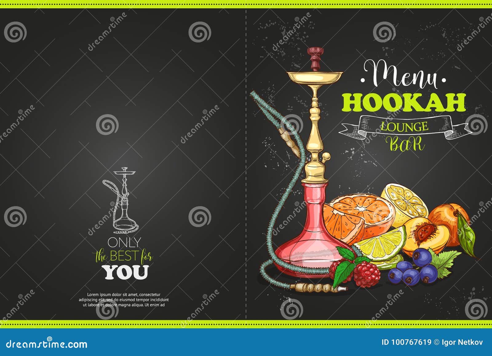 Hookah Bar Menu Vector Illustration, Cartoon Flat Smoking Lounge Bar ...