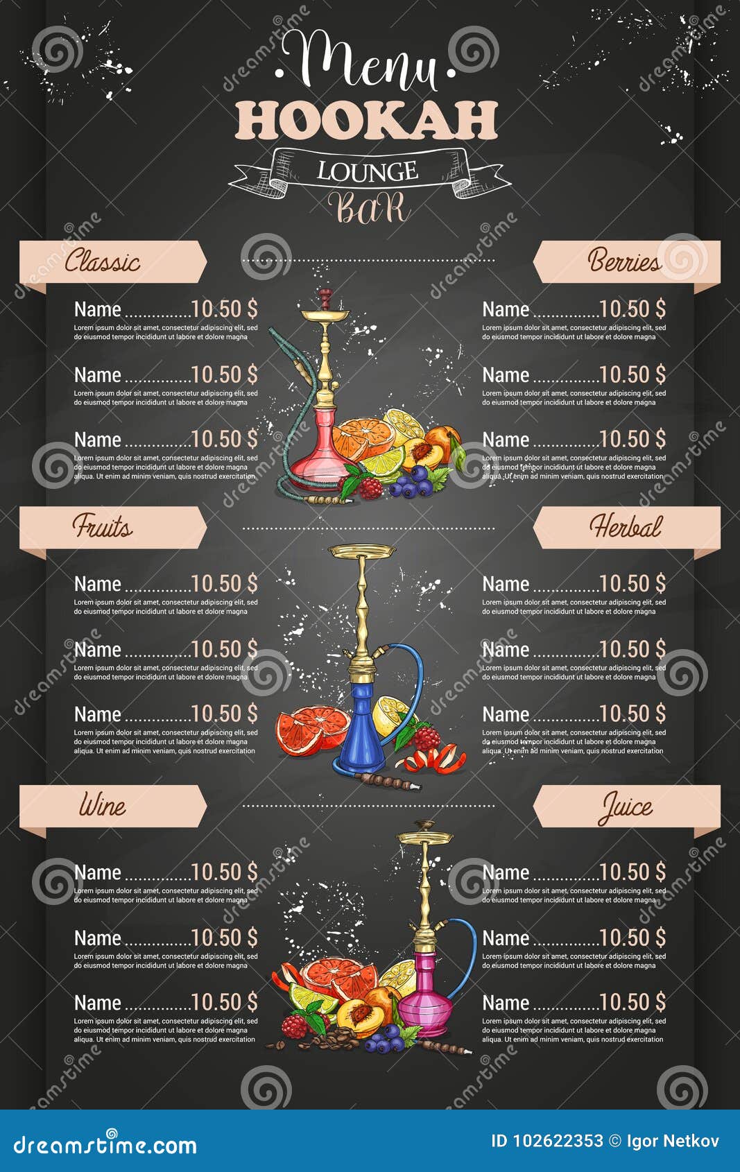 Vector color menu design stock vector. Illustration of chalkboard ...