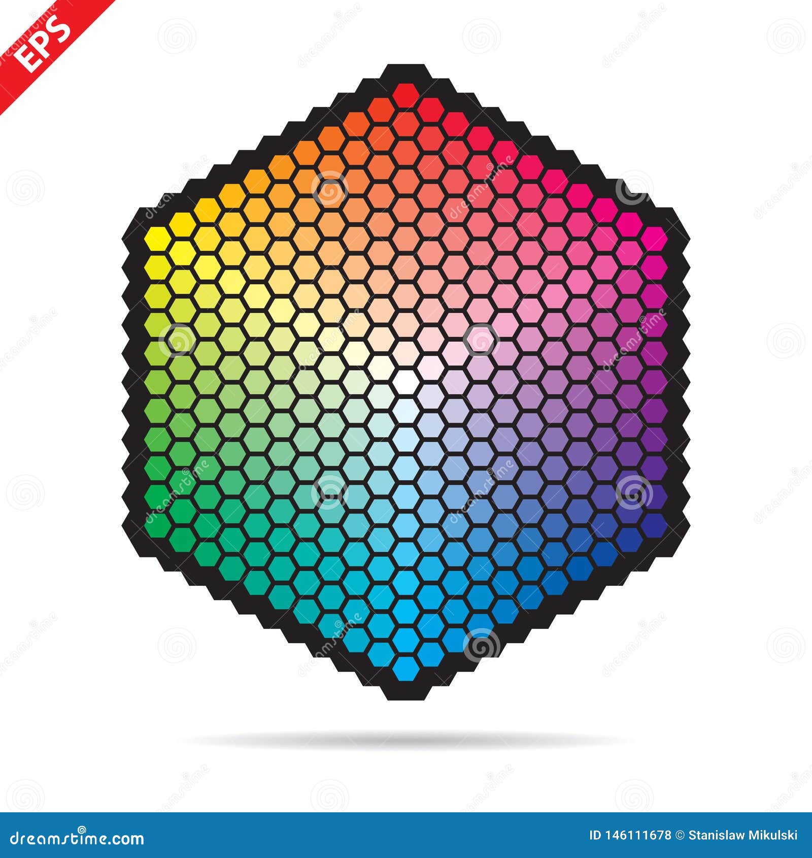 Vector Color Palette. 331 Different Colors in Small Hexagons Stock ...