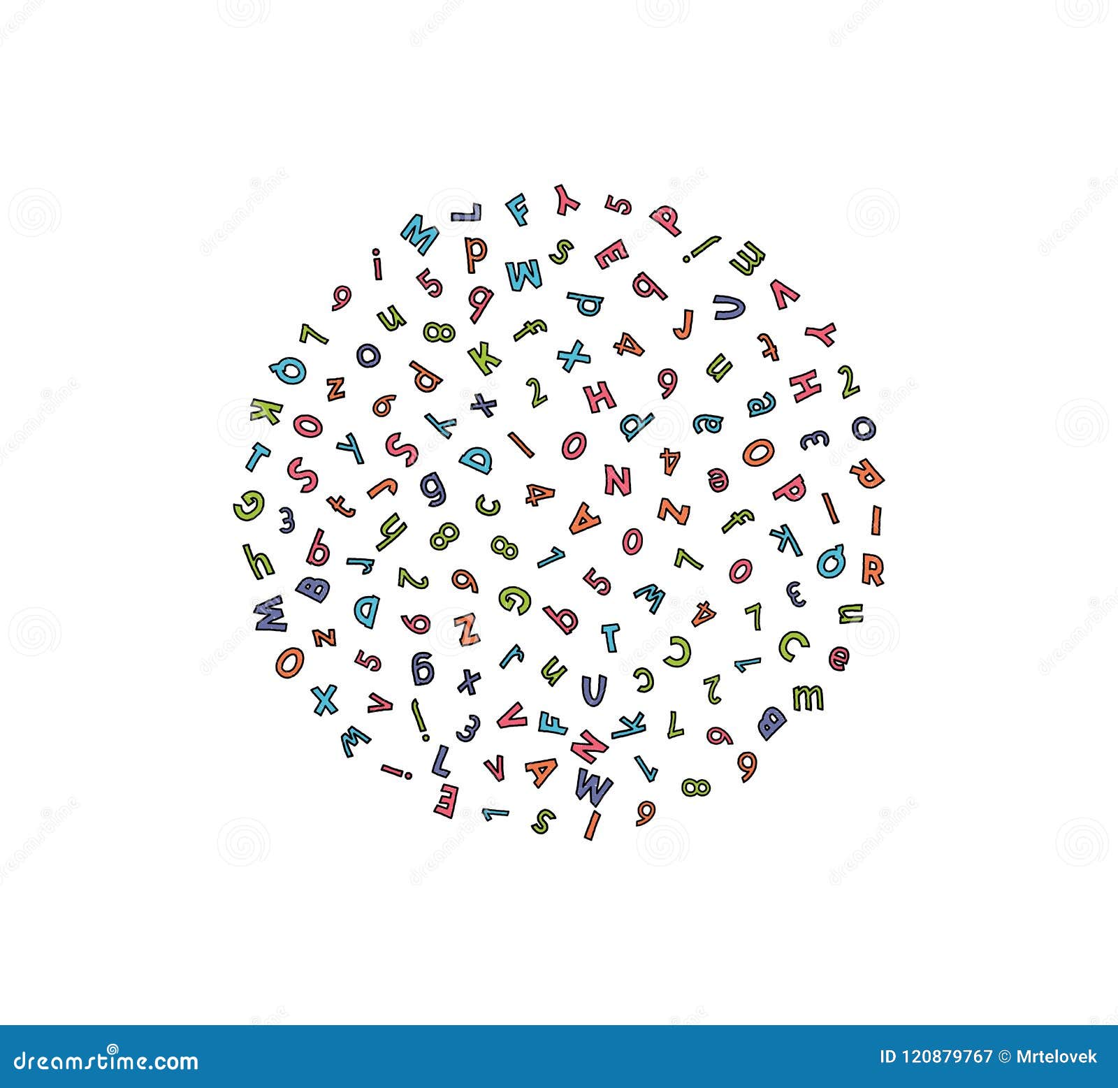 Vector Color Pattern Circle with Letters of the Alphabet in Random ...