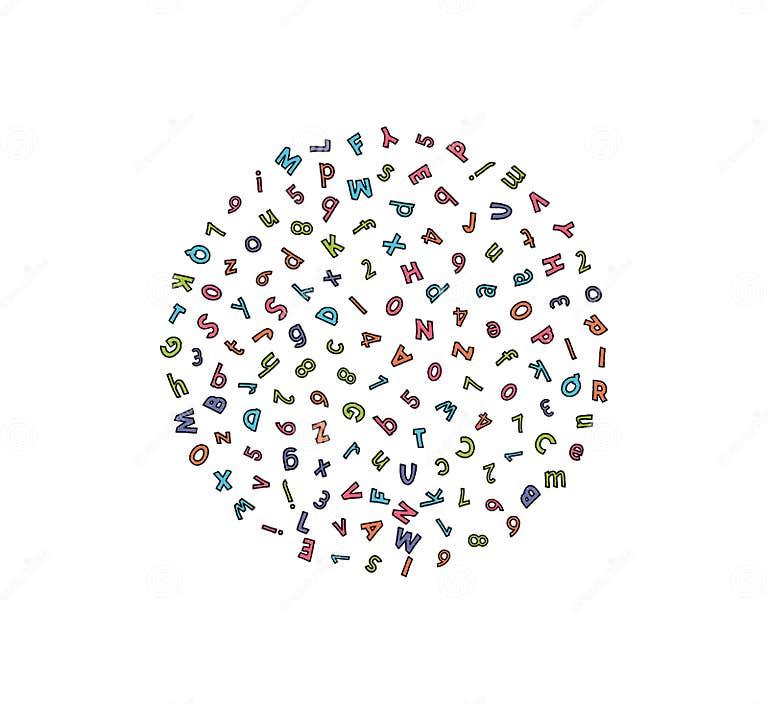 Vector Color Pattern Circle with Letters of the Alphabet in Random ...