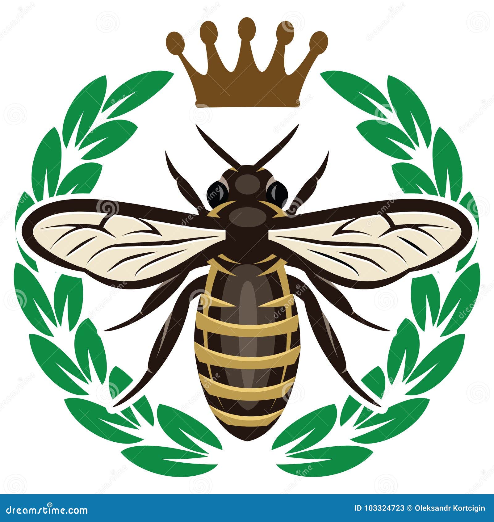 Vector Color Pattern with Flying Bee and Crown Stock Vector ...