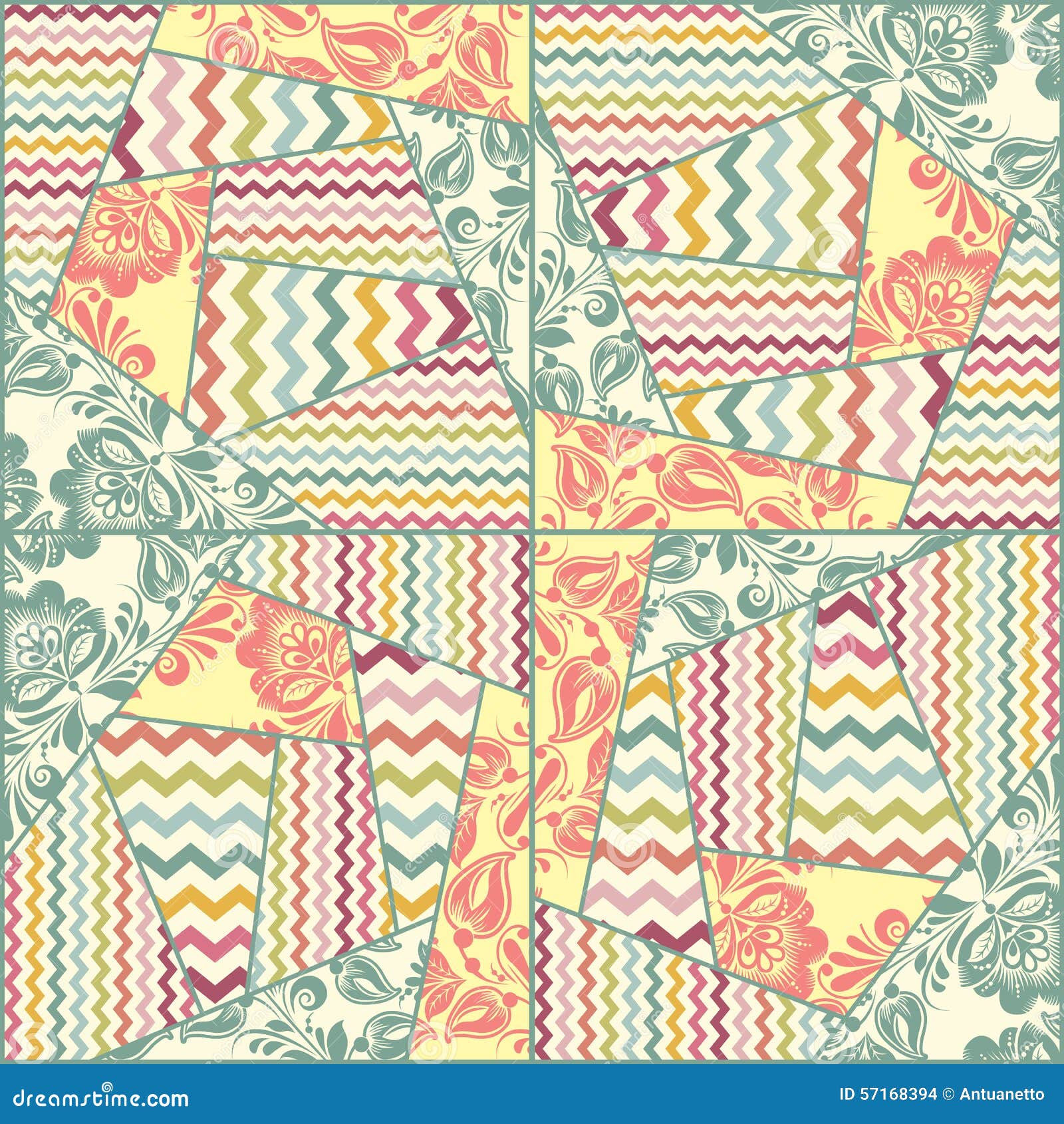 Vector Color Seamless Patchwork Pattern Stock Vector - Illustration of ...