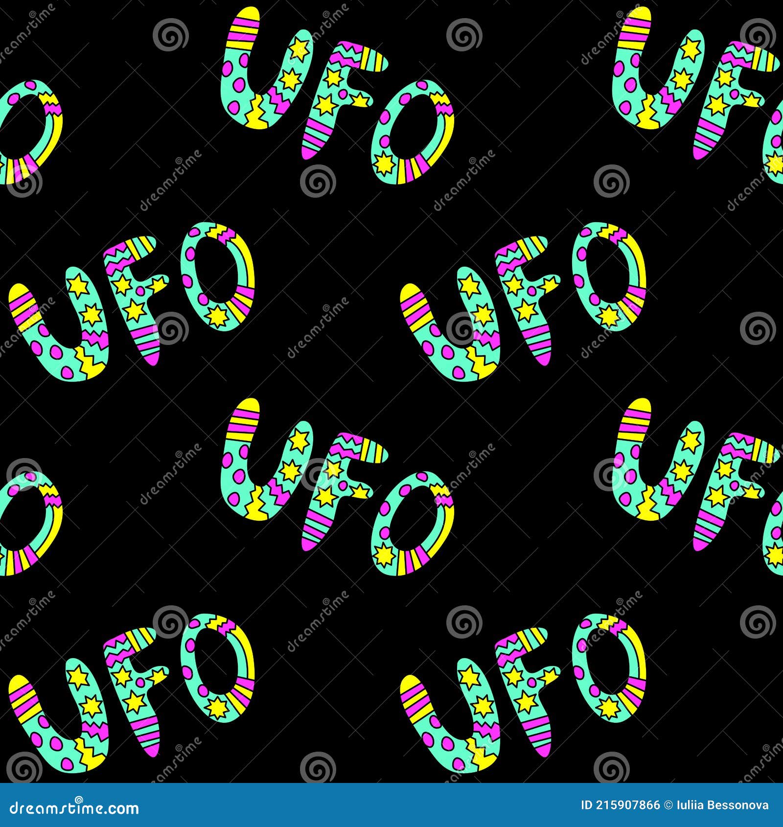 Vector Color Seamless Pattern with the Word UFO. Background and Texture ...