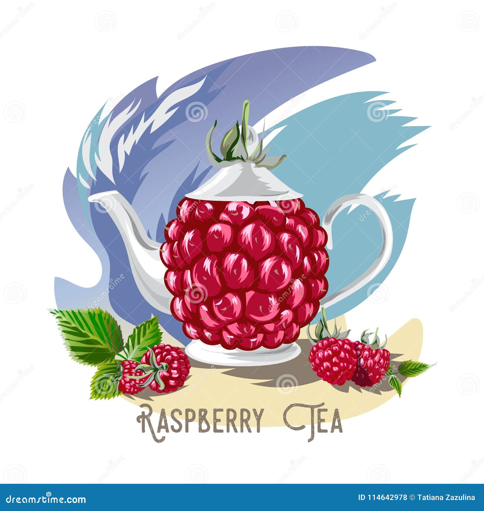 Vector Color Set of Tea Collection of Berries and a Teapot with the ...
