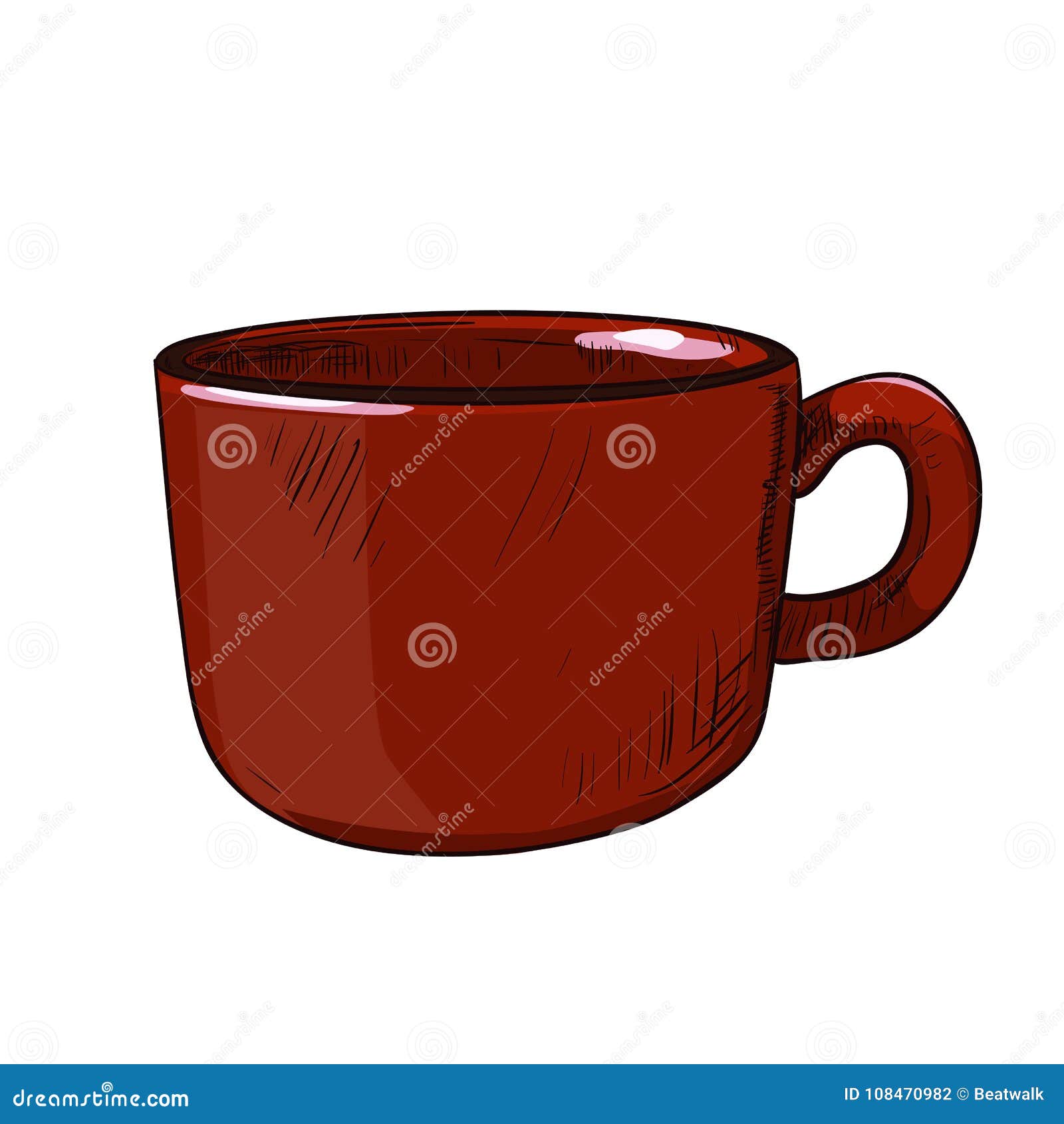 Vector color sketch of cup stock vector. Illustration of cutlery ...