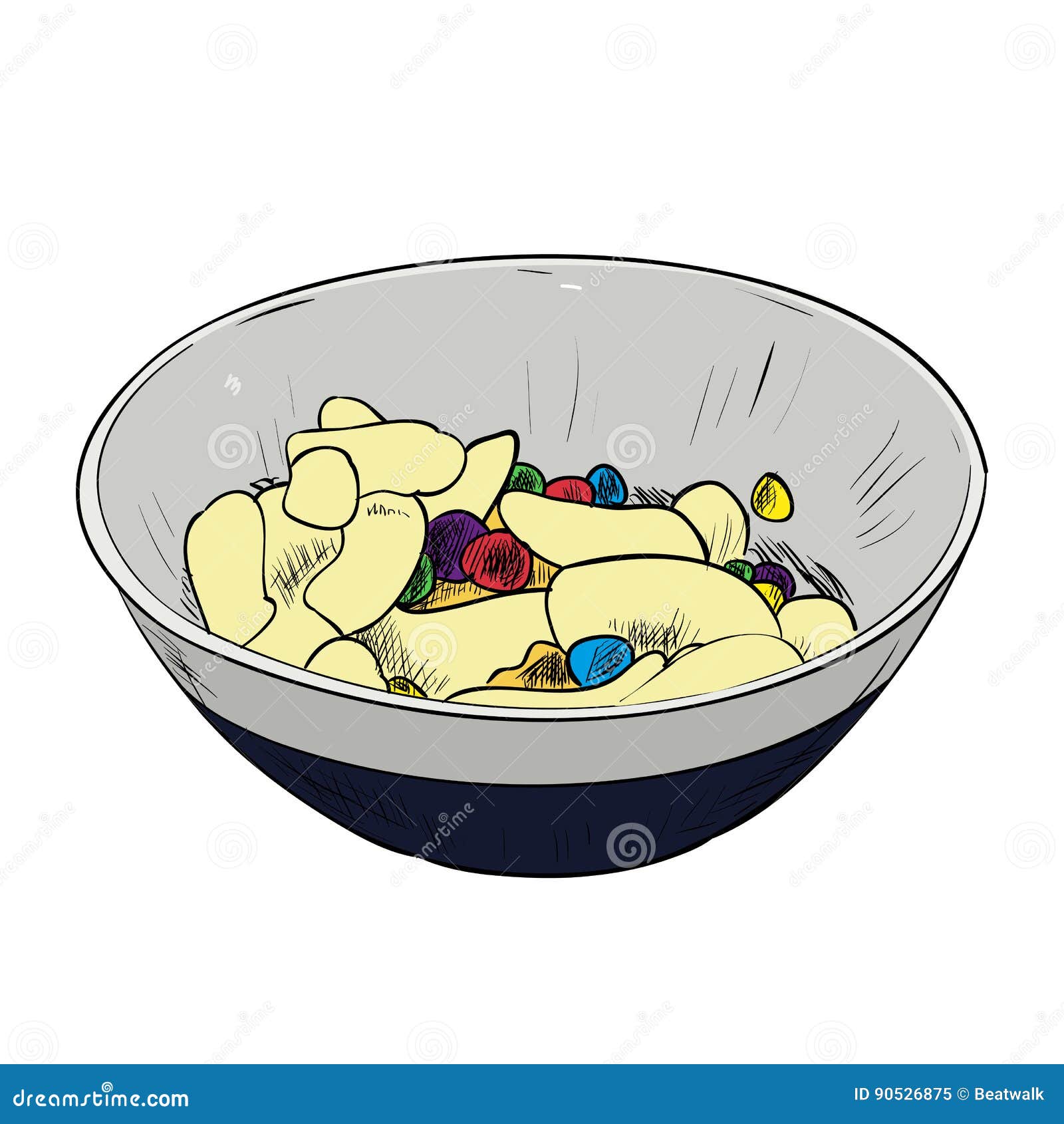 Vector Color Sketch of Dish with Food Stock Vector - Illustration of ...