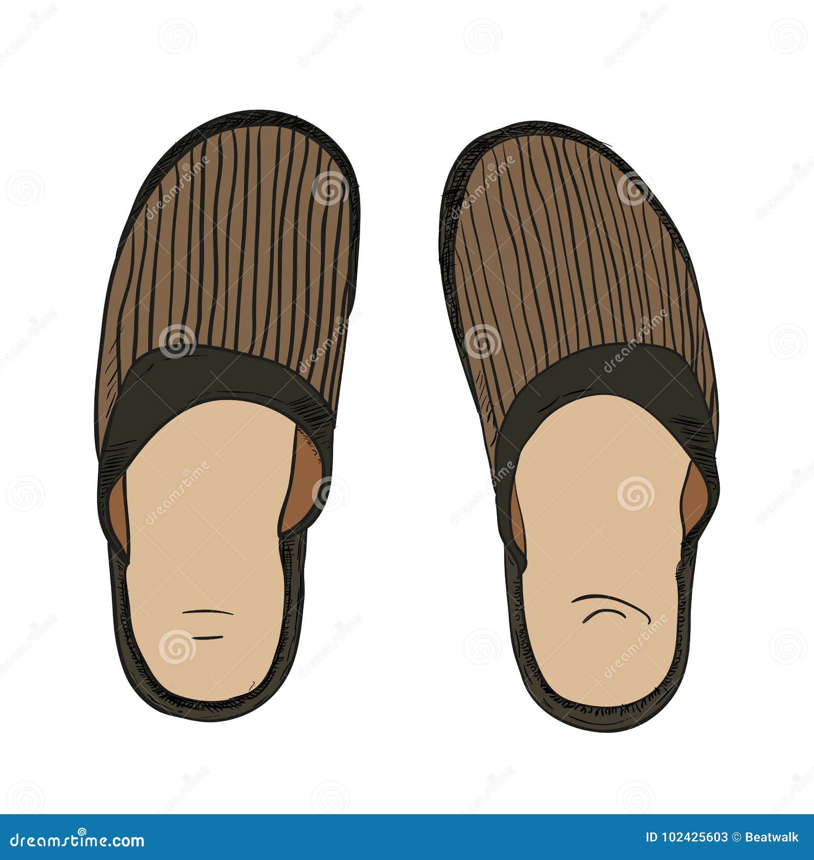 Vector Color Sketch of Slippers Stock Vector - Illustration of drawing ...