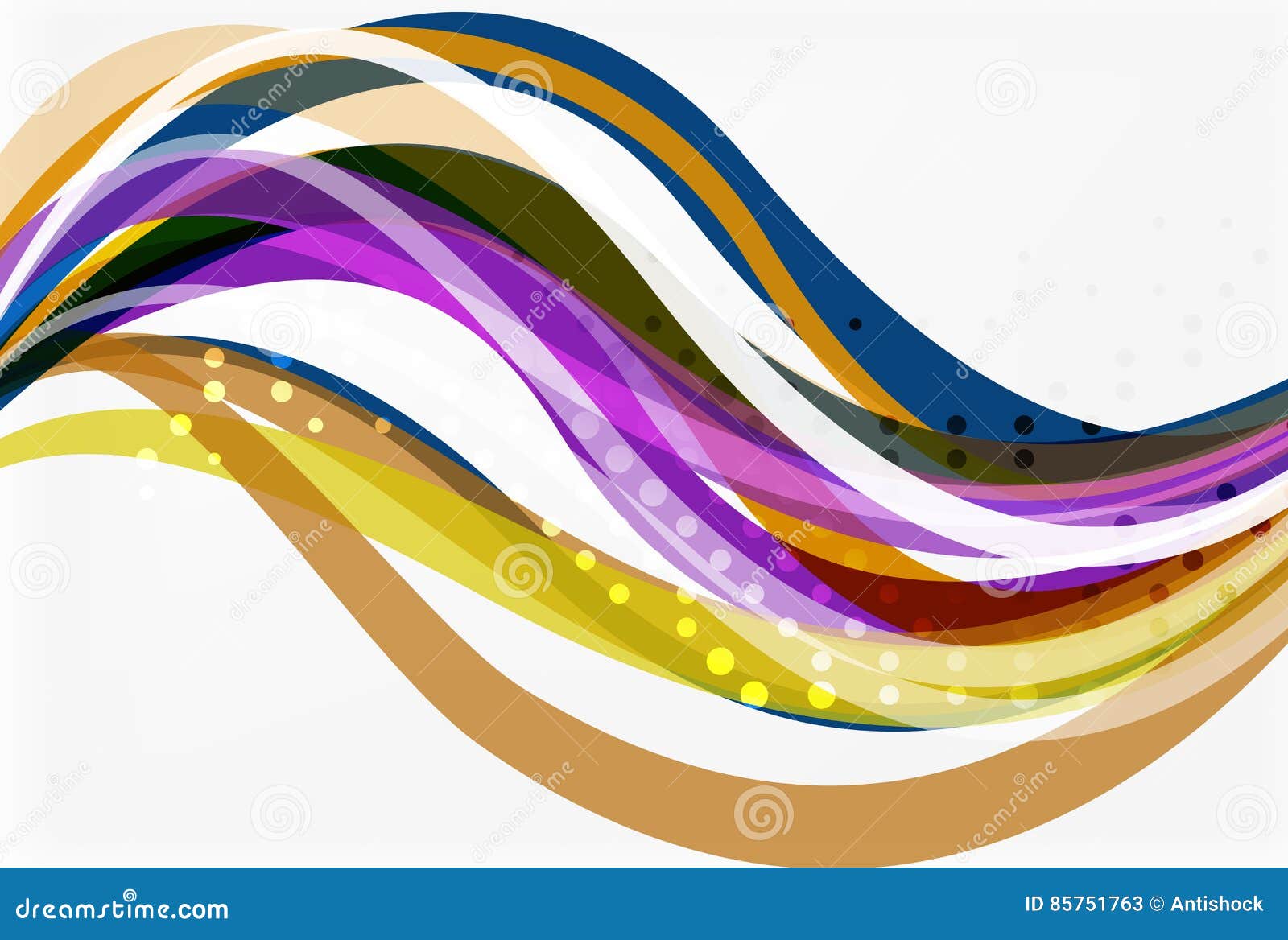 Vector Color Wave Lines With Dotted Effect On Light Background Stock ...