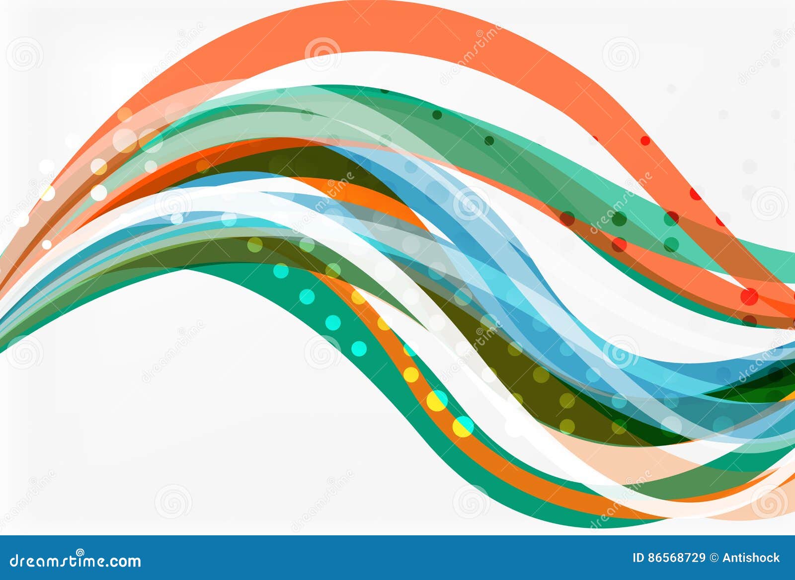 Vector Color Wave Lines with Dotted Effect on Light Background Stock ...