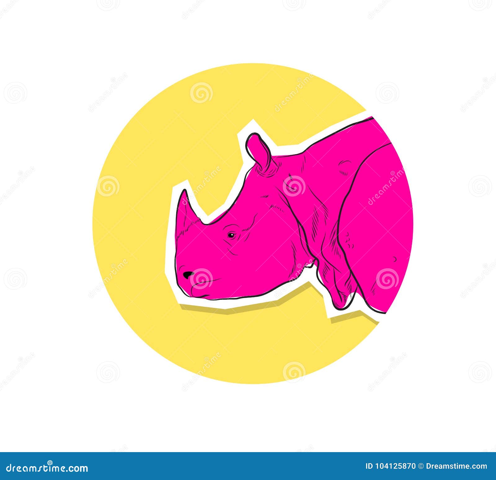 Vector Coloreado Rosa Del Animal Del Rinoceronte Ilustración del Vector ...