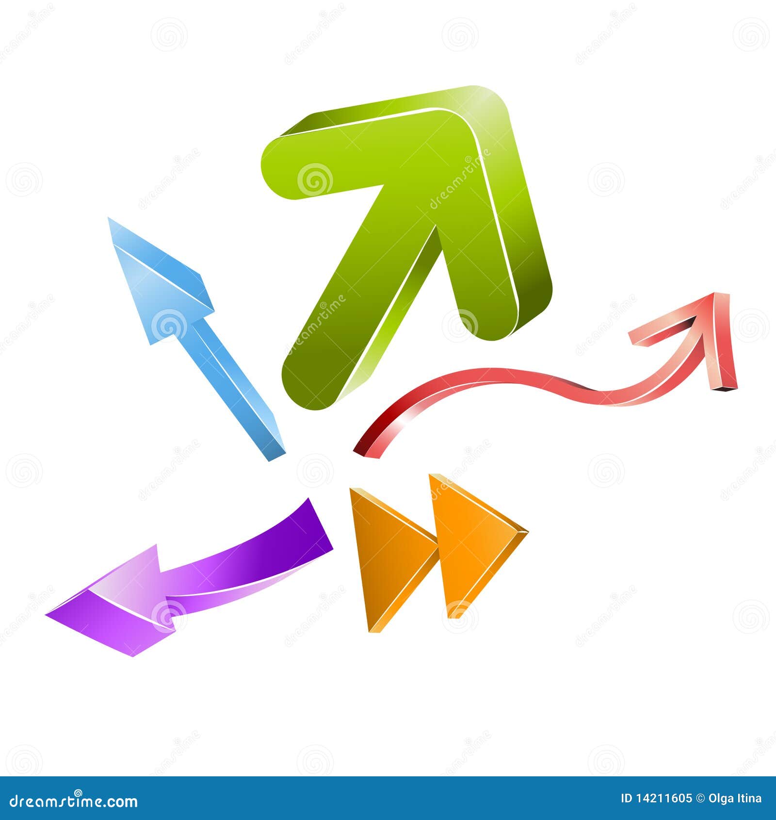 Vector colored 3D arrows stock vector. Illustration of drop - 14211605