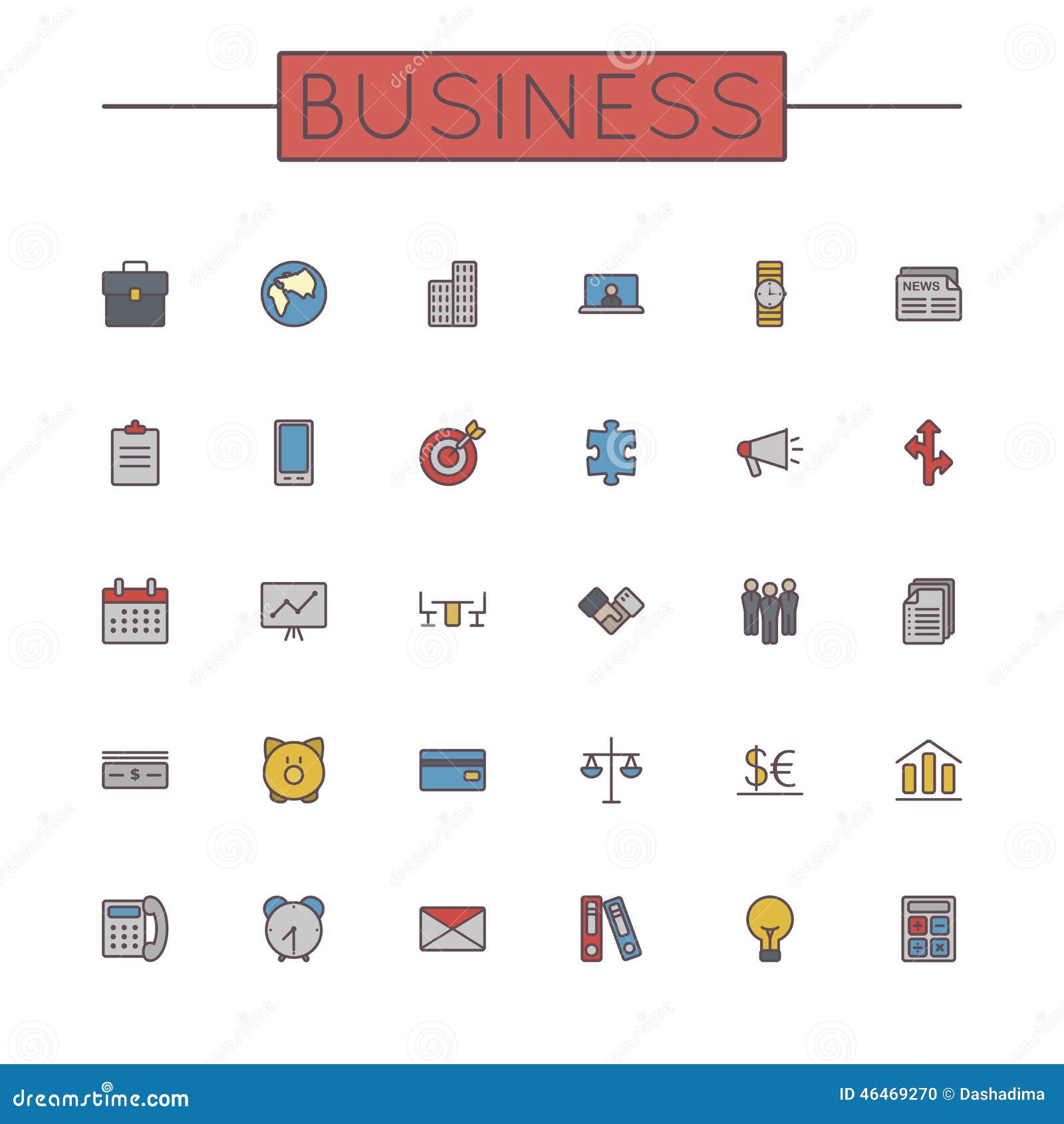 Vector Colored Business Line Icons Stock Vector - Illustration of ...