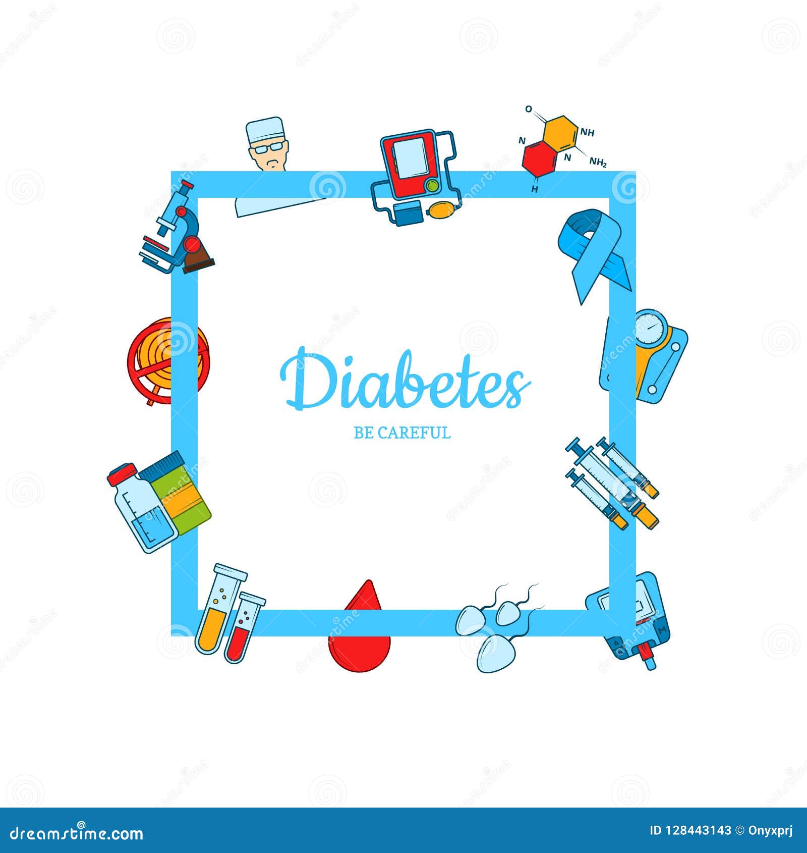 Vector Colored Diabetes Icons with Place for Text Stock Vector ...