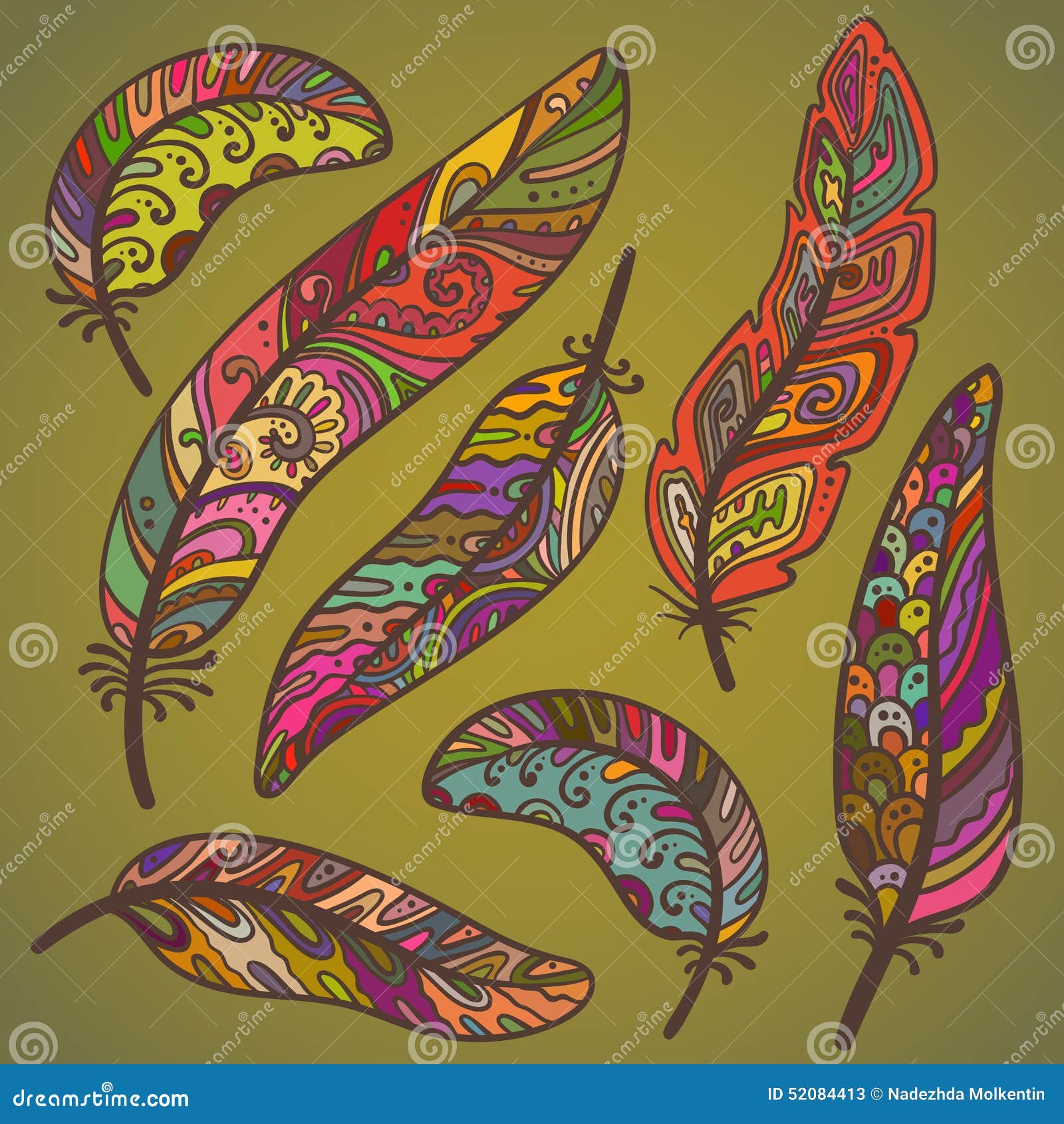 Vector Colored Feathers Set. Stock Illustration - Illustration of ...