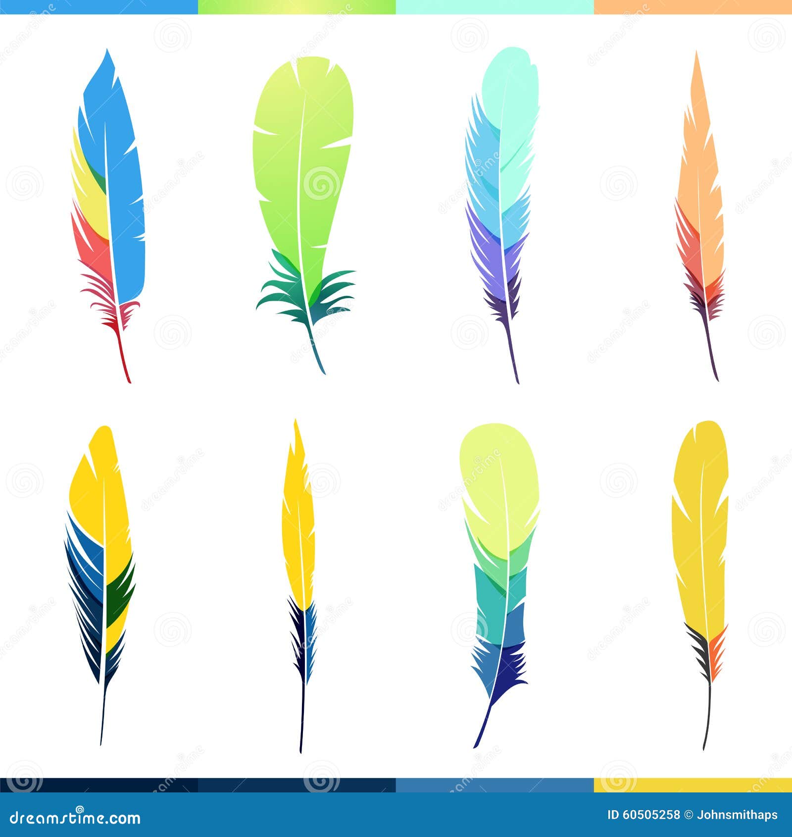 Vector Colored Feathers Set Stock Vector - Illustration of element ...