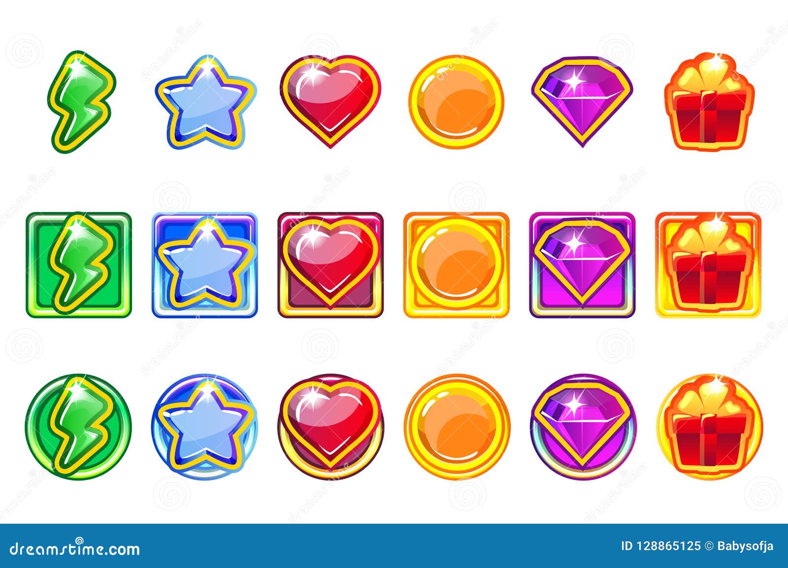 Vector Colored Game App Icons Set for Ui Stock Vector - Illustration of ...