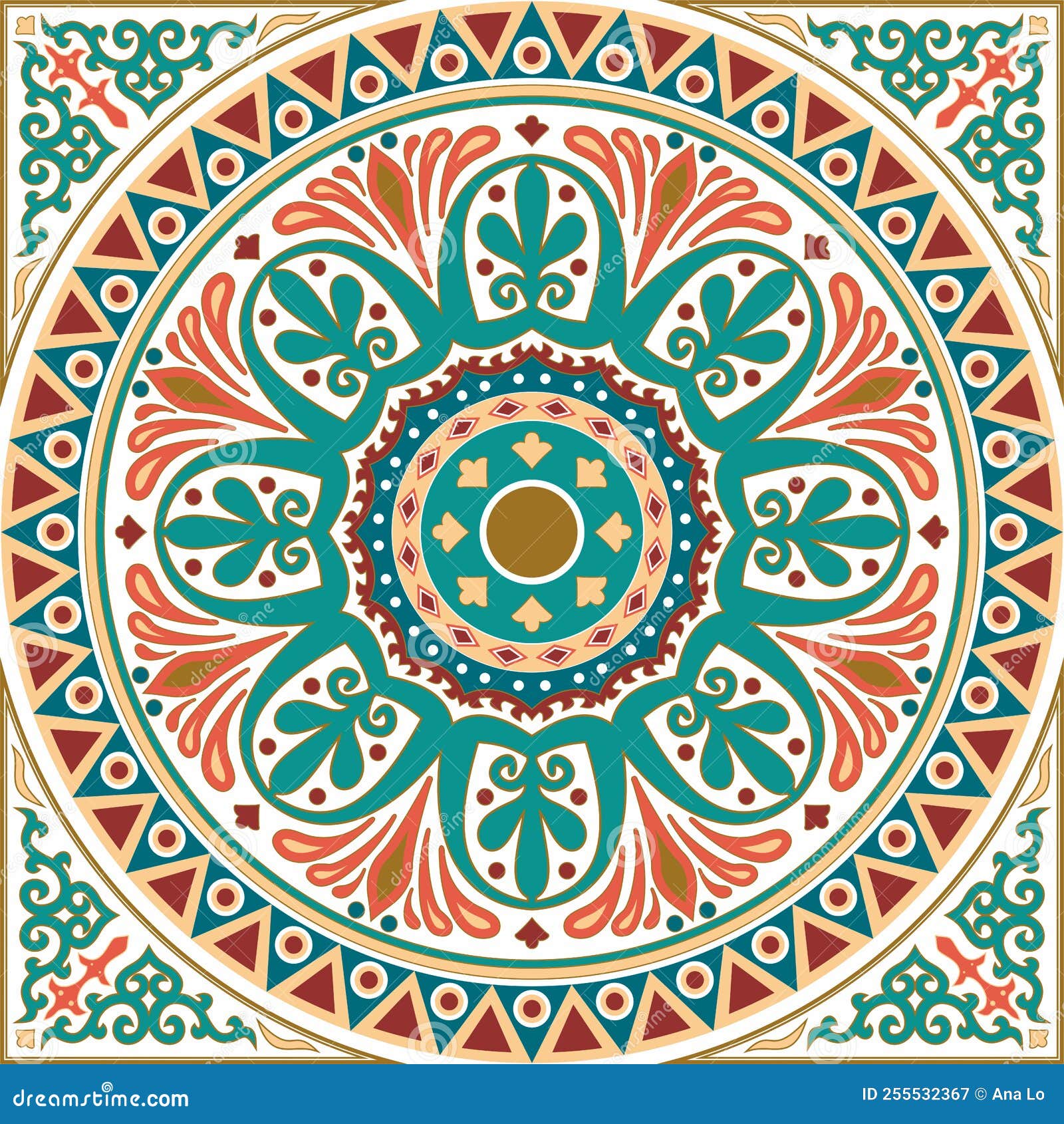 Vector Colored Green Square Classical Ornament of Ancient Greece and ...