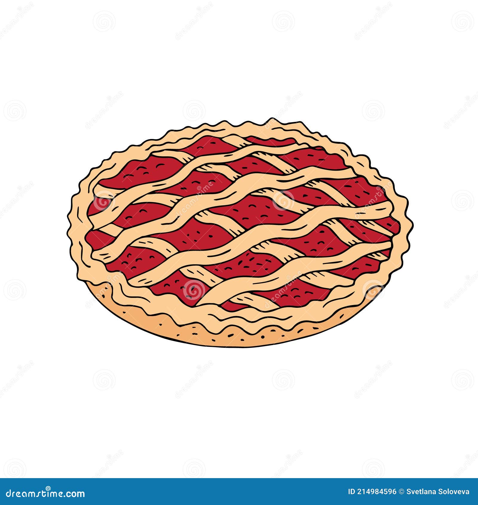 Vector Colored Hand Drawn Doodle Sketch Pie Tart Stock Vector ...