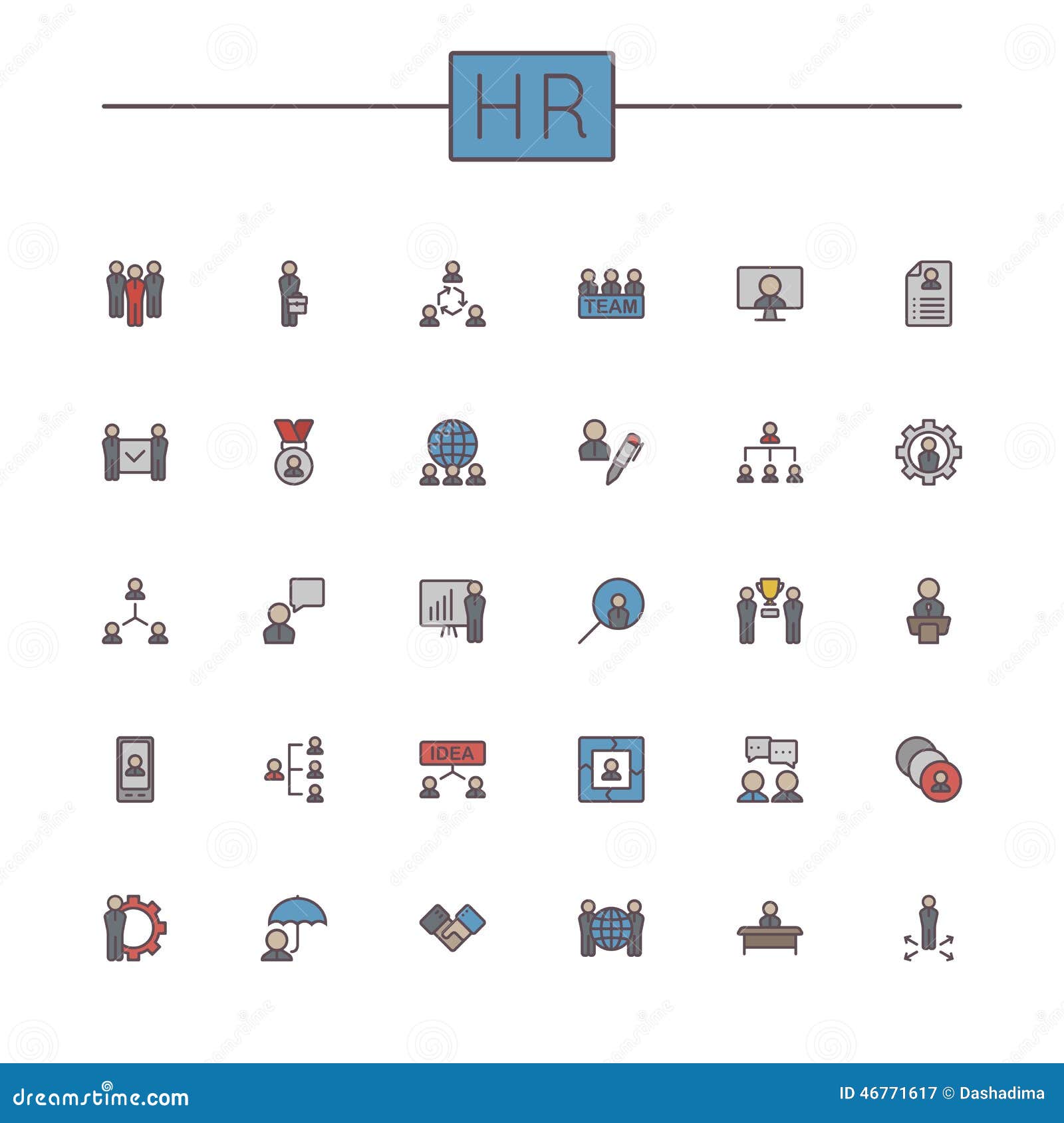 Vector Colored HR Line Icons Stock Vector - Illustration of global ...