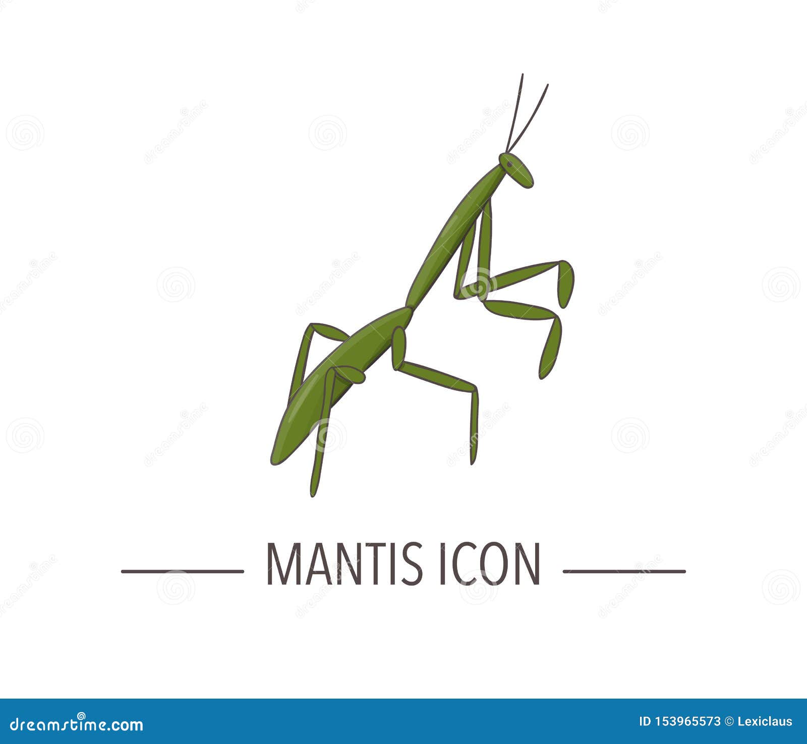 Mantis Icon In The Corner. Cute Cartoon Kawaii Funny Character. Green ...