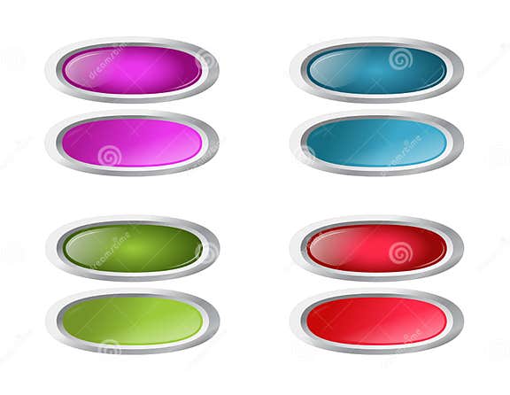 Vector Colored Oval Buttons with Pushed Variants Stock Vector ...
