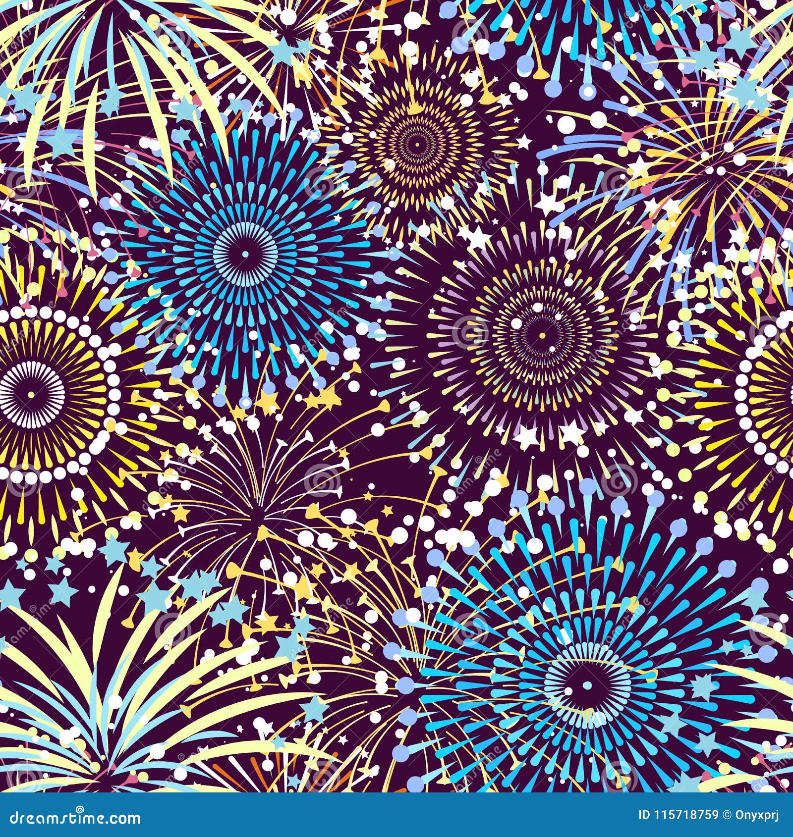 Vector Pattern or Background with Fireworks Exploding Illustration ...