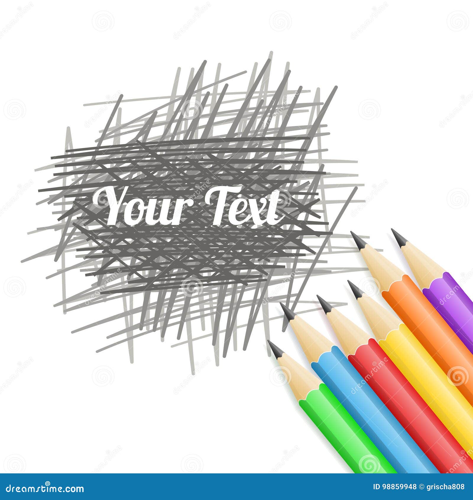 Vector Colored Pencils with Scribble and Space for Your Text Stock ...