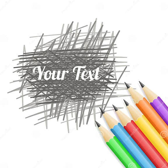Vector Colored Pencils with Scribble and Space for Your Text Stock ...