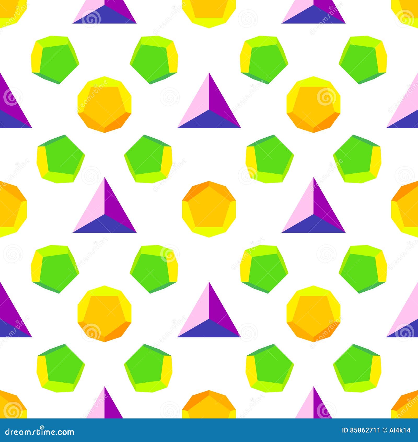 Vector Colored Polyhedrons Seamless Pattern Stock Vector - Illustration ...