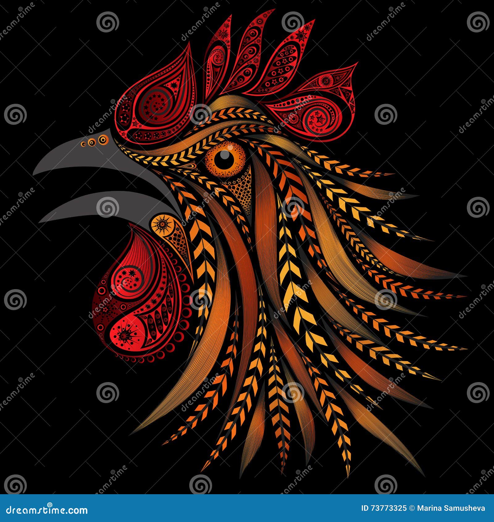 Vector Colored Rooster Made of Flowers Stock Illustration ...