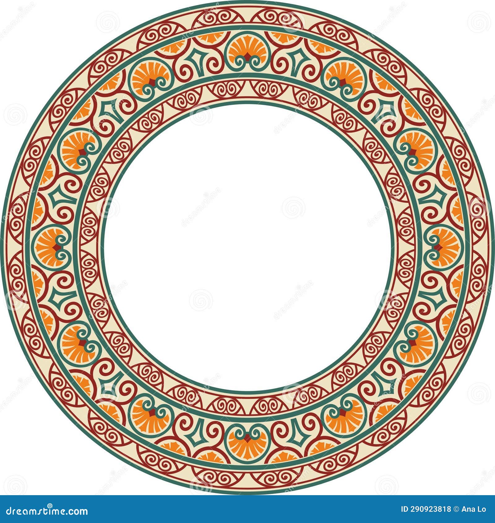 Vector Colored Round Classical Ornament of the Renaissance Era. Stock ...