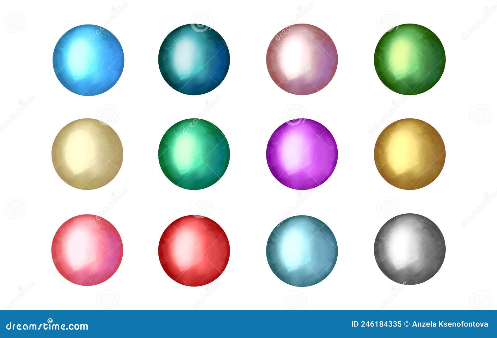 Vector Colored Round Stones with Texture. Natural Gemstones ...