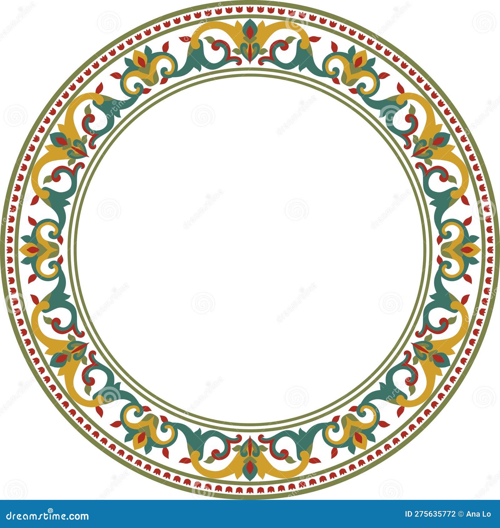Vector Colored Round Turkish Ornament. Stock Vector - Illustration of ...